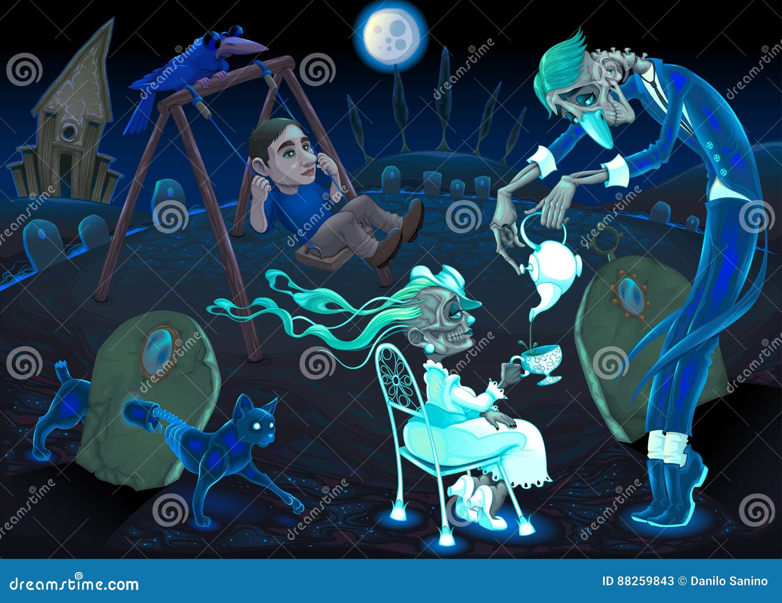 Breakfast at midnight stock vector. Illustration of crow - 88259843