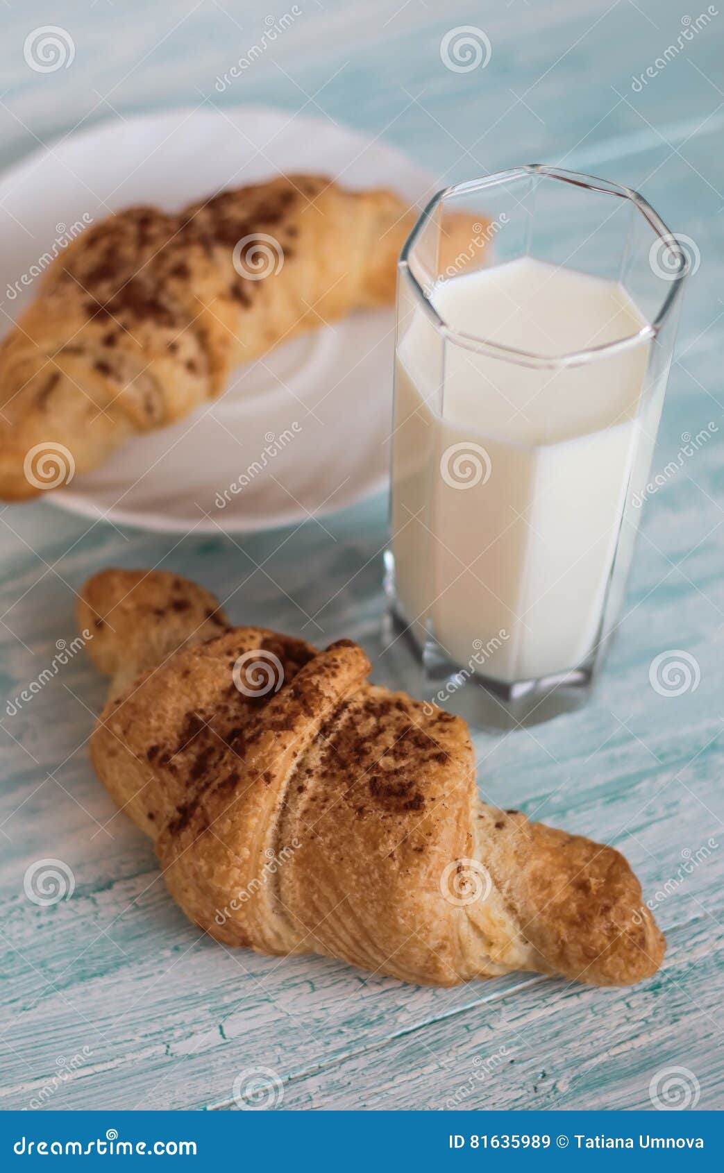 Breakfast with Milk and Croissants Stock Image - Image of event ...