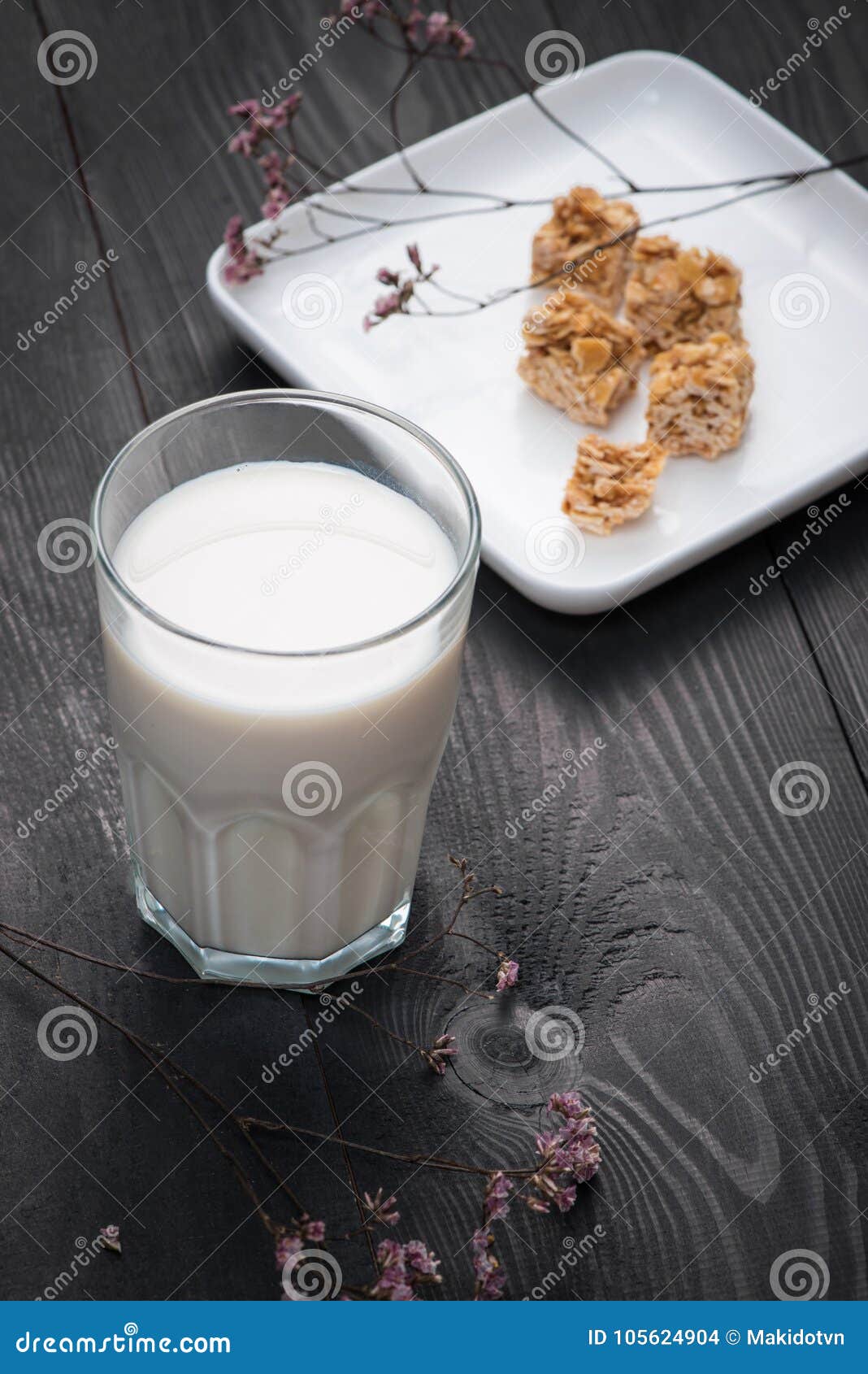 Breakfast with Milk. Glass of Milk on Table. Stock Photo - Image of ...