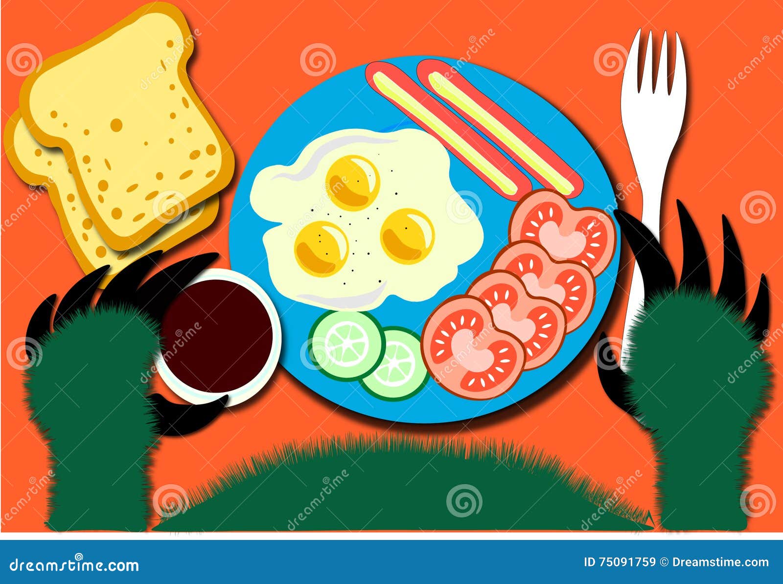 Breakfast stock illustration. Illustration of wild, lunch - 75091759