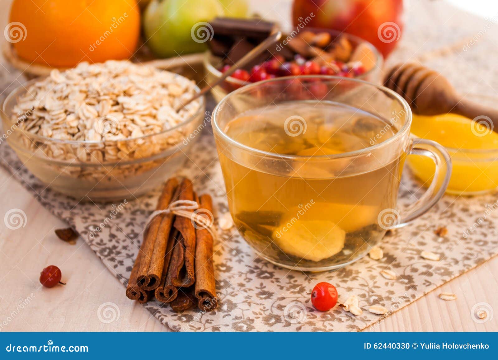 Breakfast, Oat Flakes and Tea Stock Photo - Image of chocolate, flakes ...