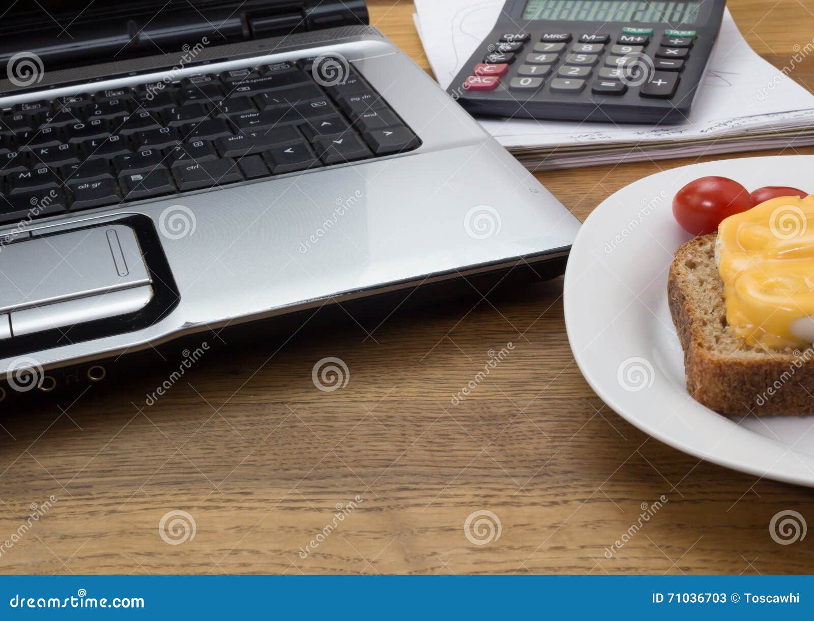 Breakfast at the Office Desk Stock Image - Image of desktop, healthy ...