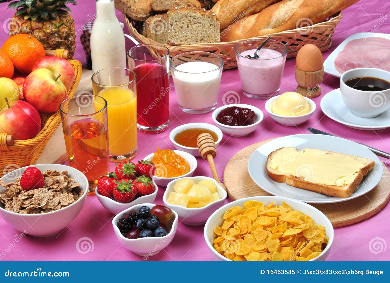 Breakfast with Organic Juice and Jam Stock Image - Image of milk ...