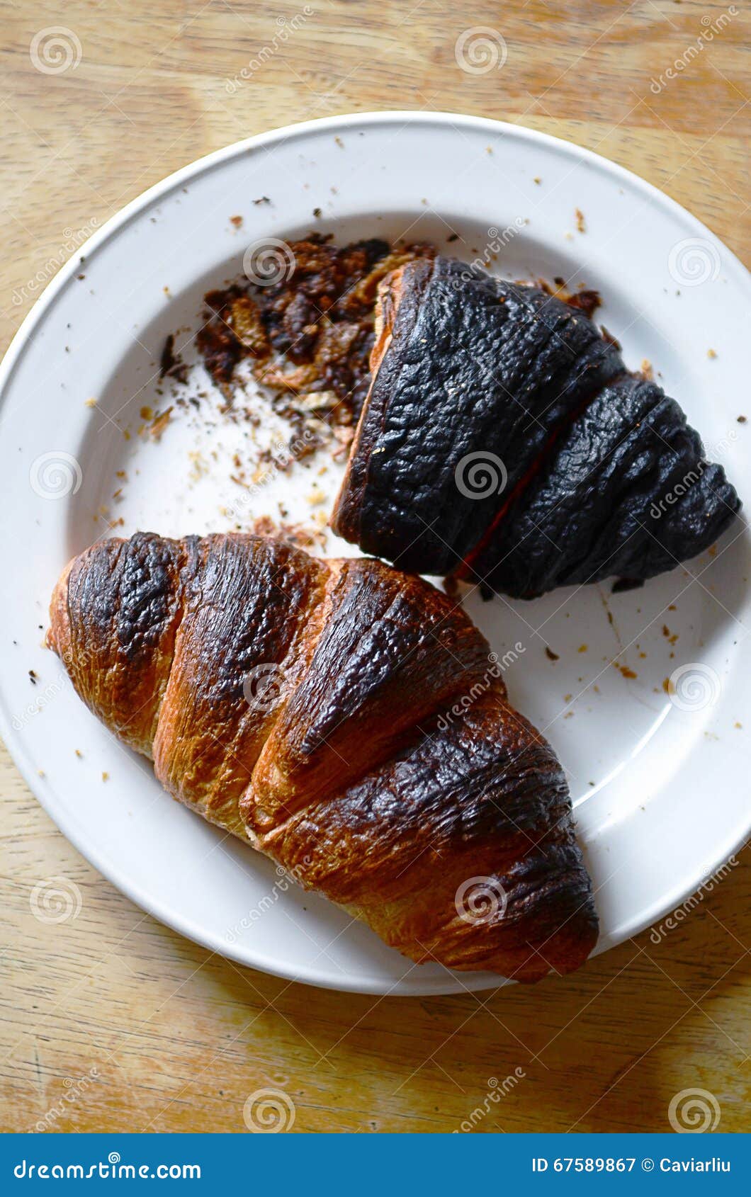Breakfast is Over Burned: Burned Croissant Stock Image - Image of fire ...