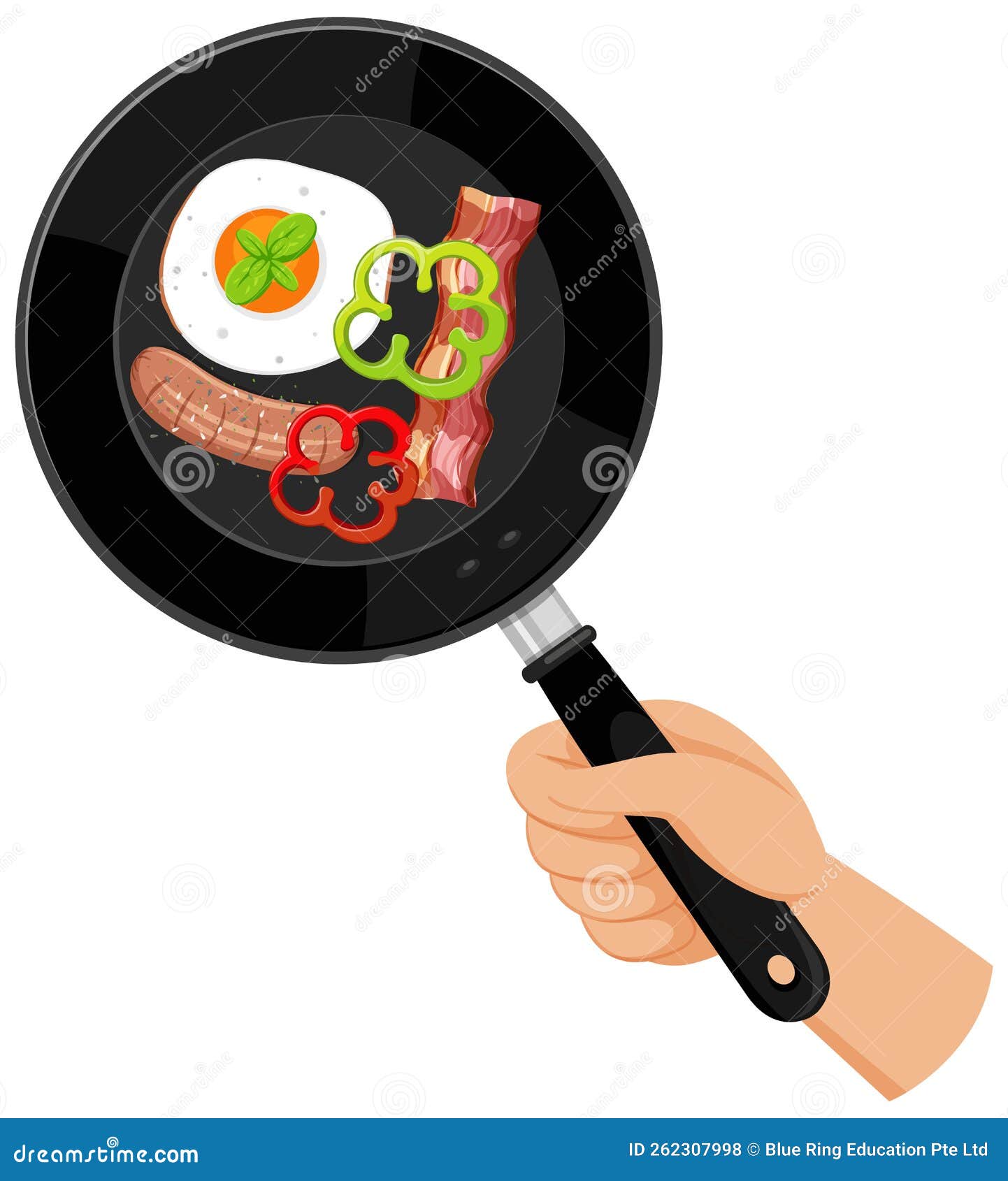 Breakfast on pan isolated stock vector. Illustration of design - 262307998