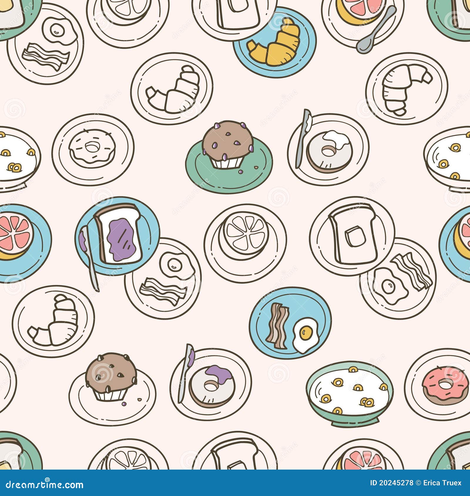 Breakfast Pattern stock vector. Illustration of drawing - 20245278