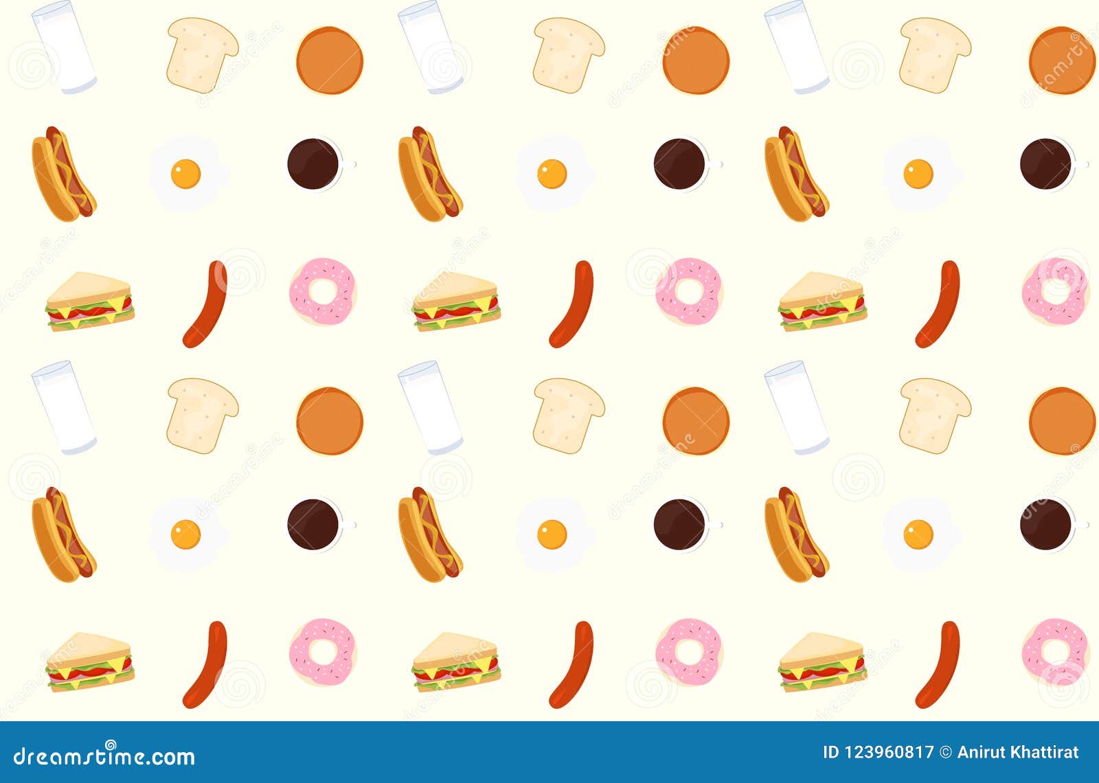 Breakfast Pattern Background Stock Vector - Illustration of food ...