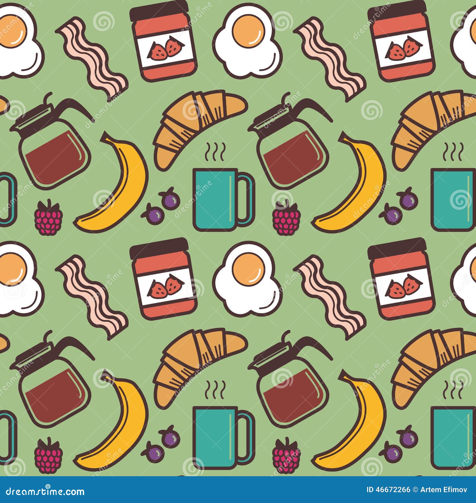 Breakfast pattern stock vector. Illustration of glass - 46672266