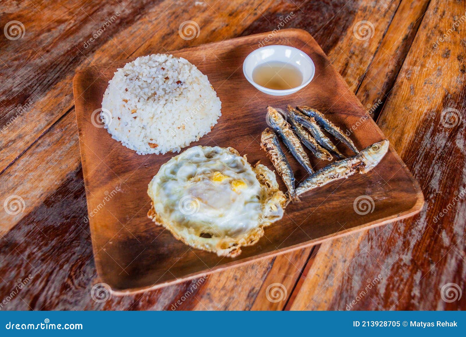 Breakfast in Philippines - Rice, Fries Fish and E Stock Image - Image ...