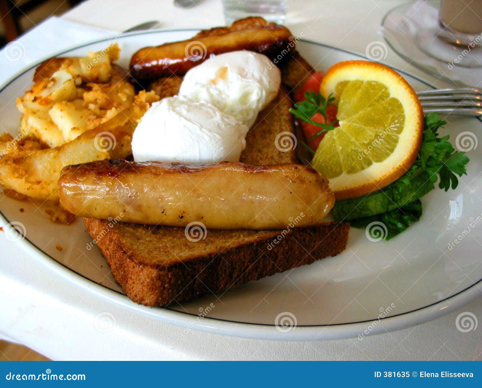 Breakfast plate stock image. Image of sausage, poached - 381635