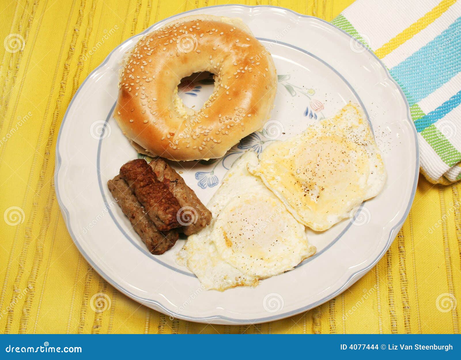 Breakfast Plate stock photo. Image of bagel, breakfast - 4077444