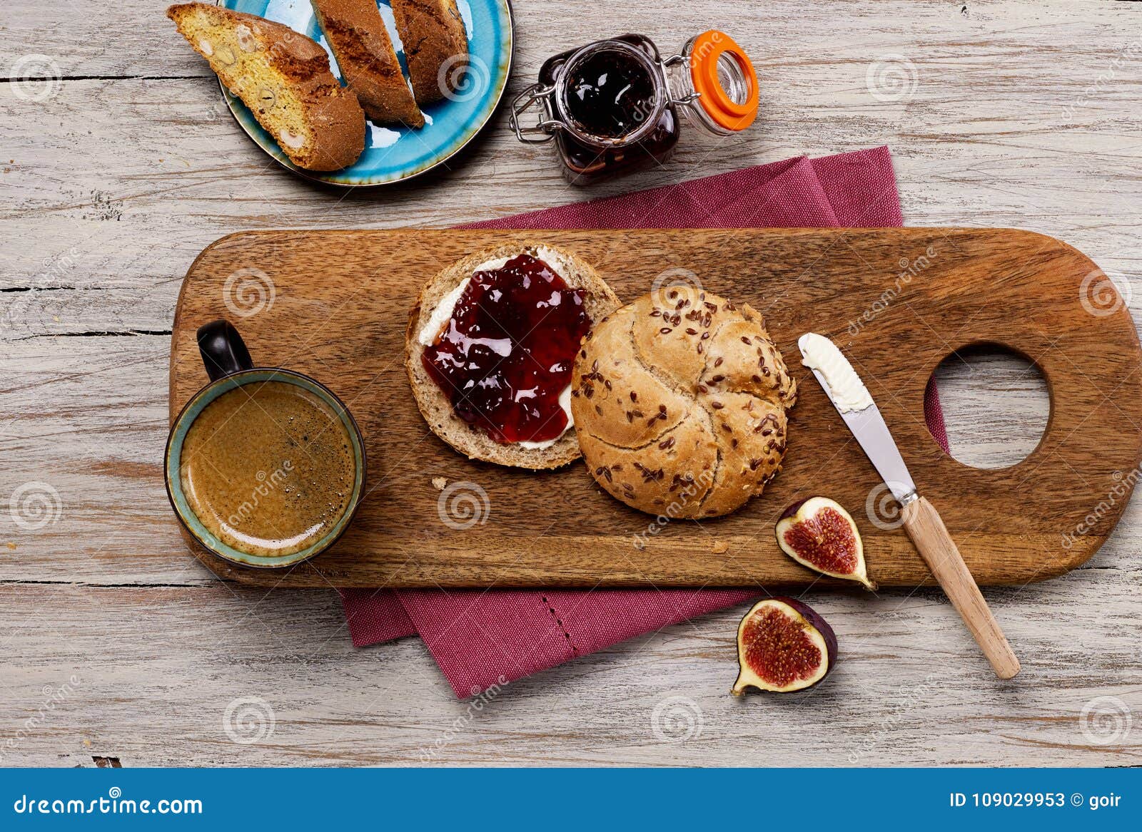 Breakfast plate from above stock image. Image of butter - 109029953