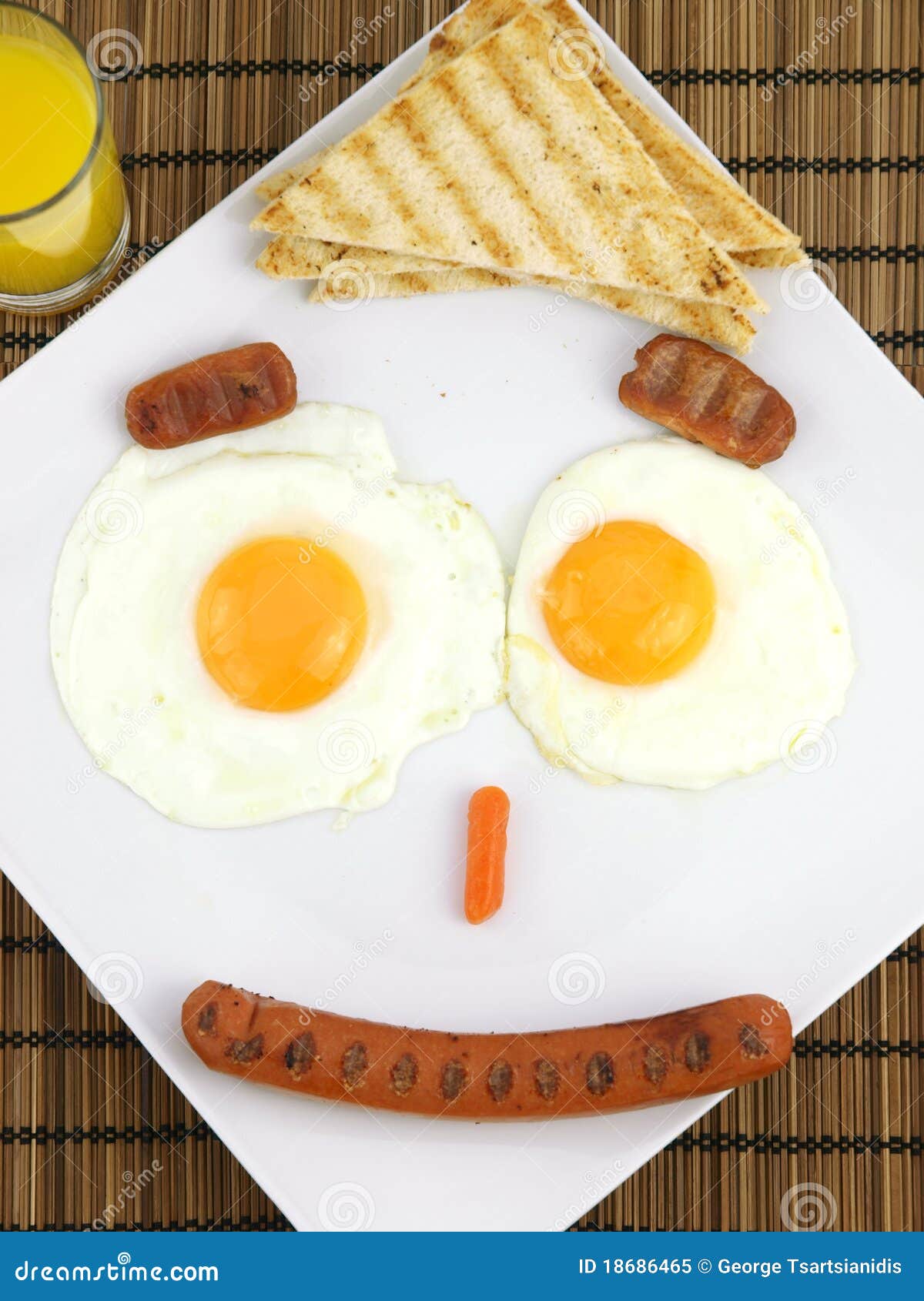 Breakfast on a Plate of a Funny Face Stock Image - Image of happy ...