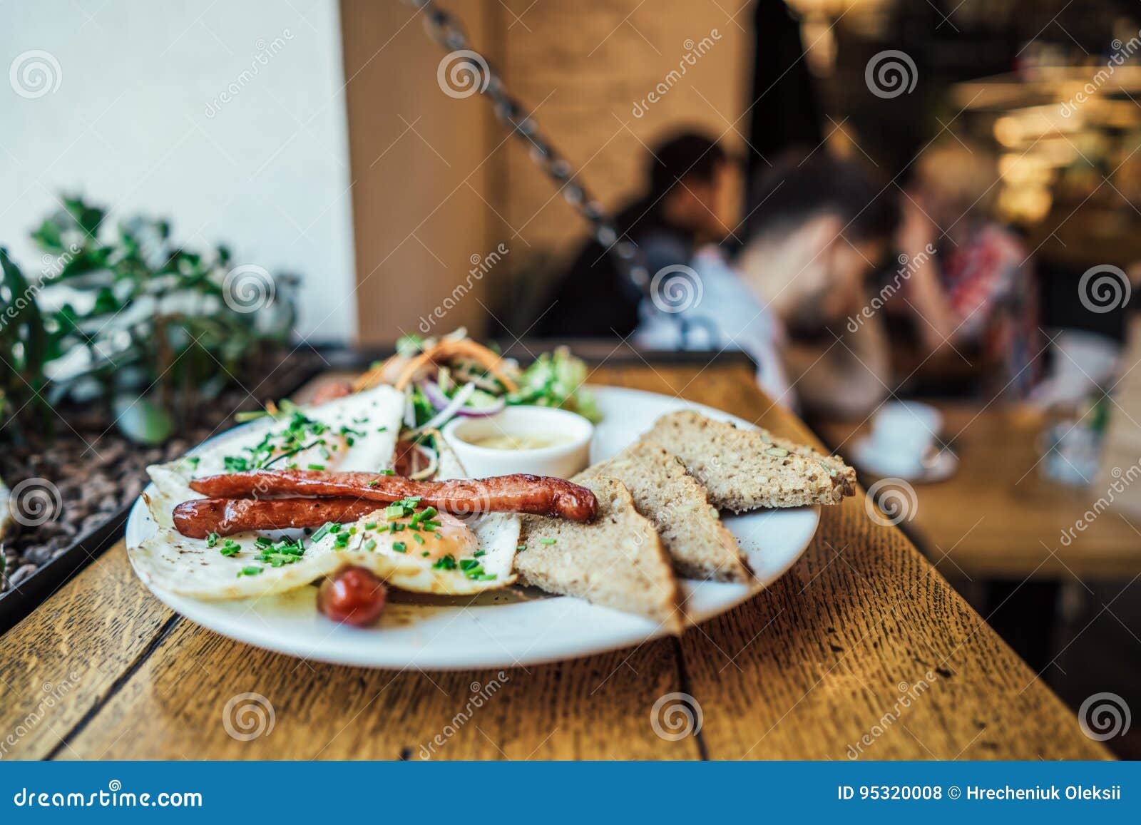 Breakfast on the plate stock photo. Image of brunch, bread - 95320008