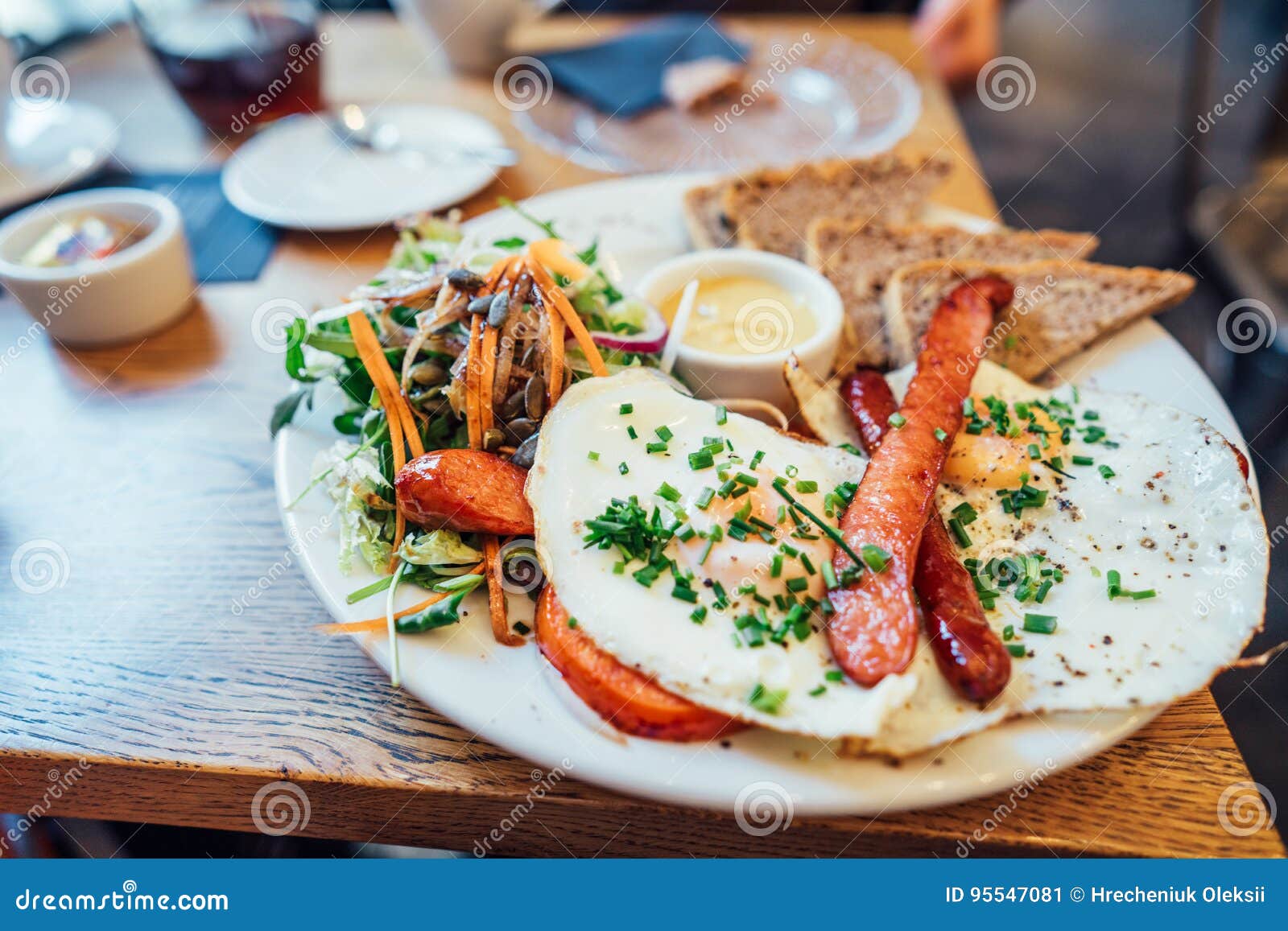 Breakfast on the plate stock image. Image of cucumber - 95547081