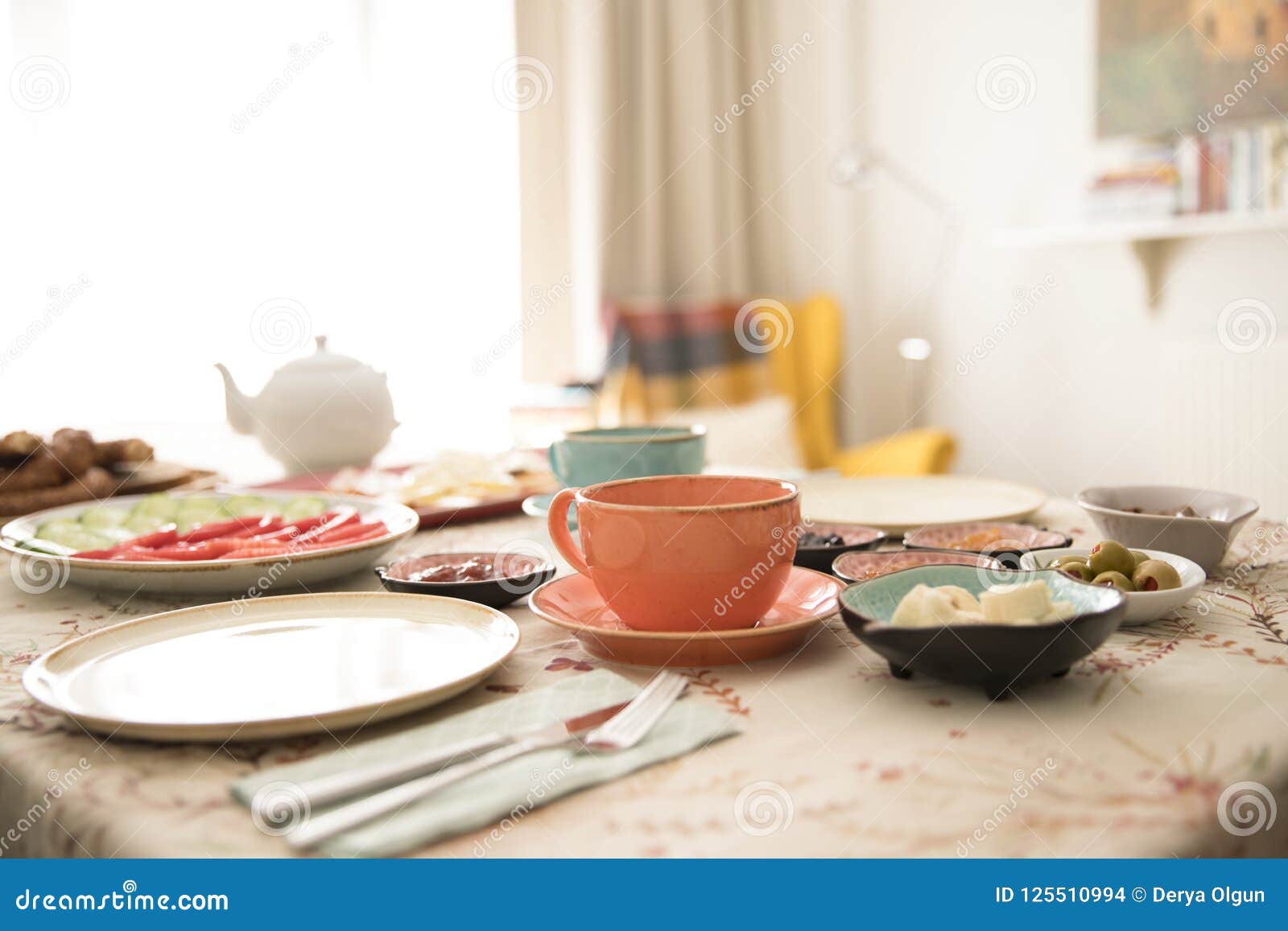 Breakfast and Plate on the Table Stock Photo - Image of delicious, cafe ...