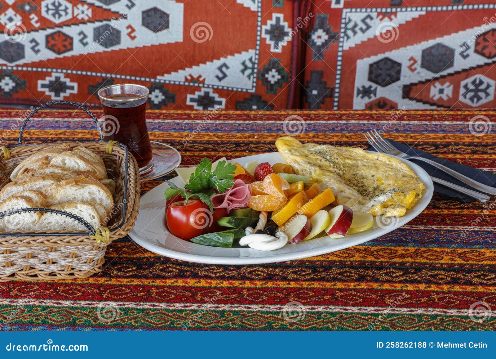 Breakfast Plate. Traditional Turkish Breakfast Table Spread Breakfast ...