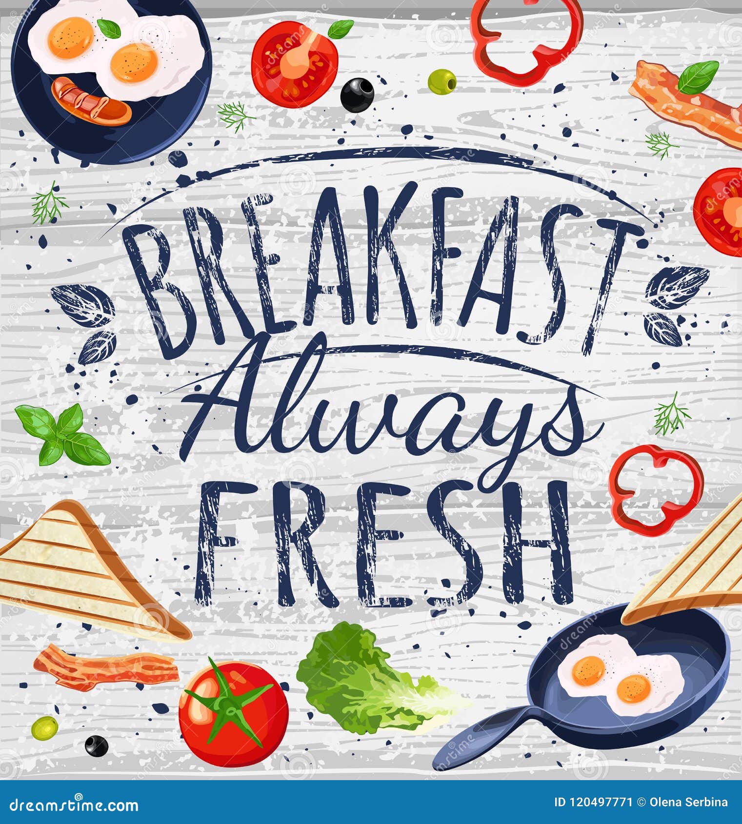 Breakfast poster stock vector. Illustration of fresh - 120497771