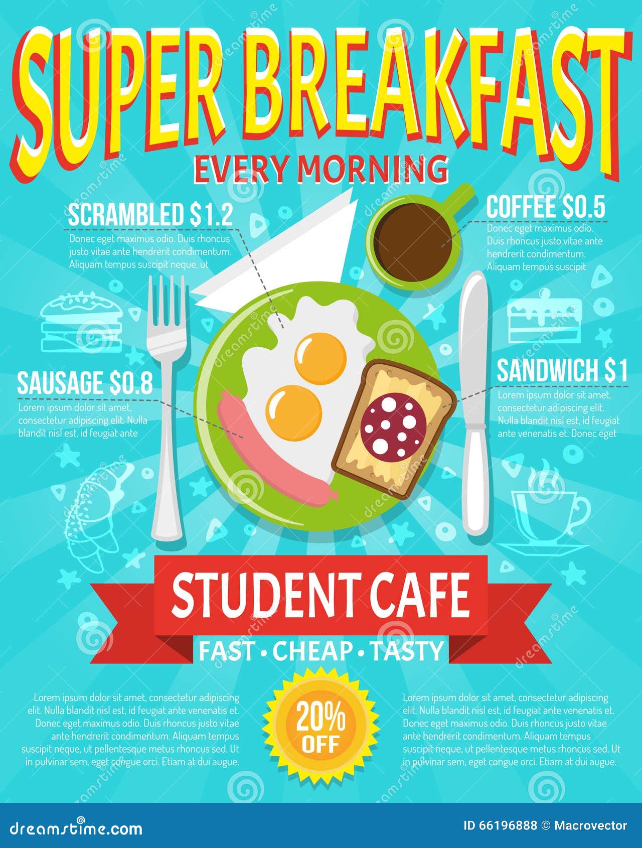 Breakfast Poster Set Vector Illustration | CartoonDealer.com #230453844