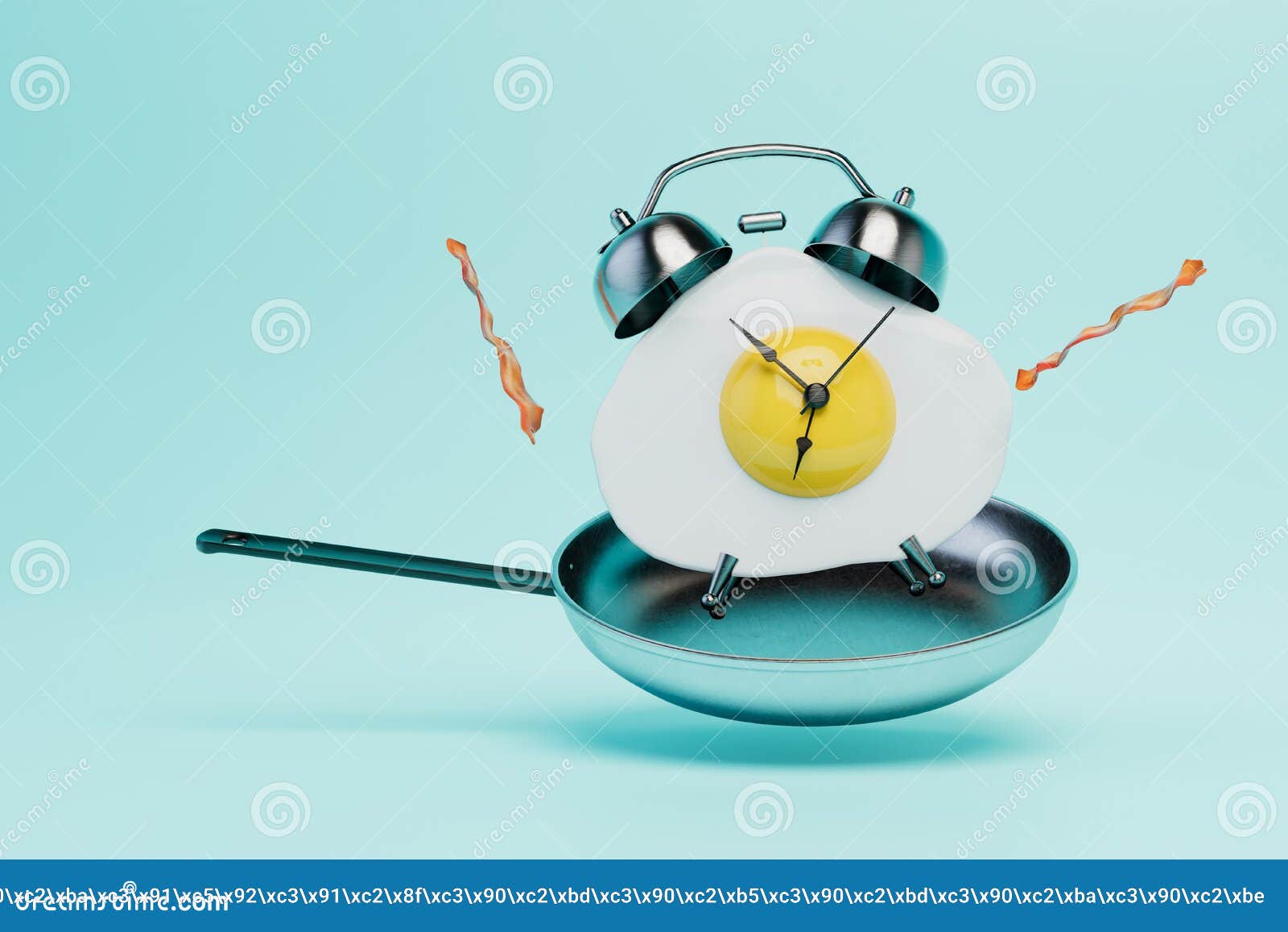 Breakfast Preparation. Scrambled Eggs in the Form of an Alarm Clock and ...