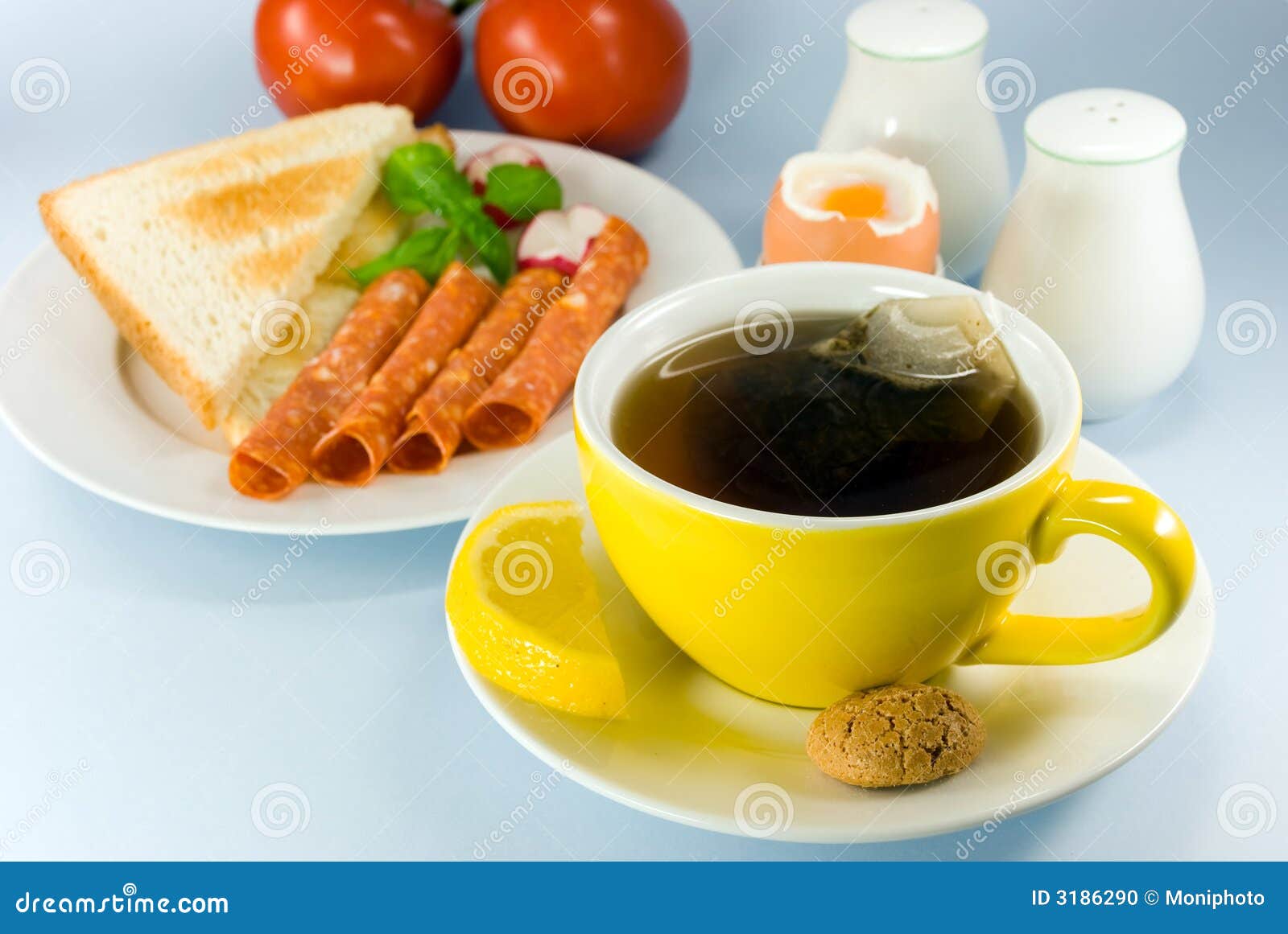 Breakfast with Red Tea,boiled Stock Photo - Image of beef, mint: 3186290