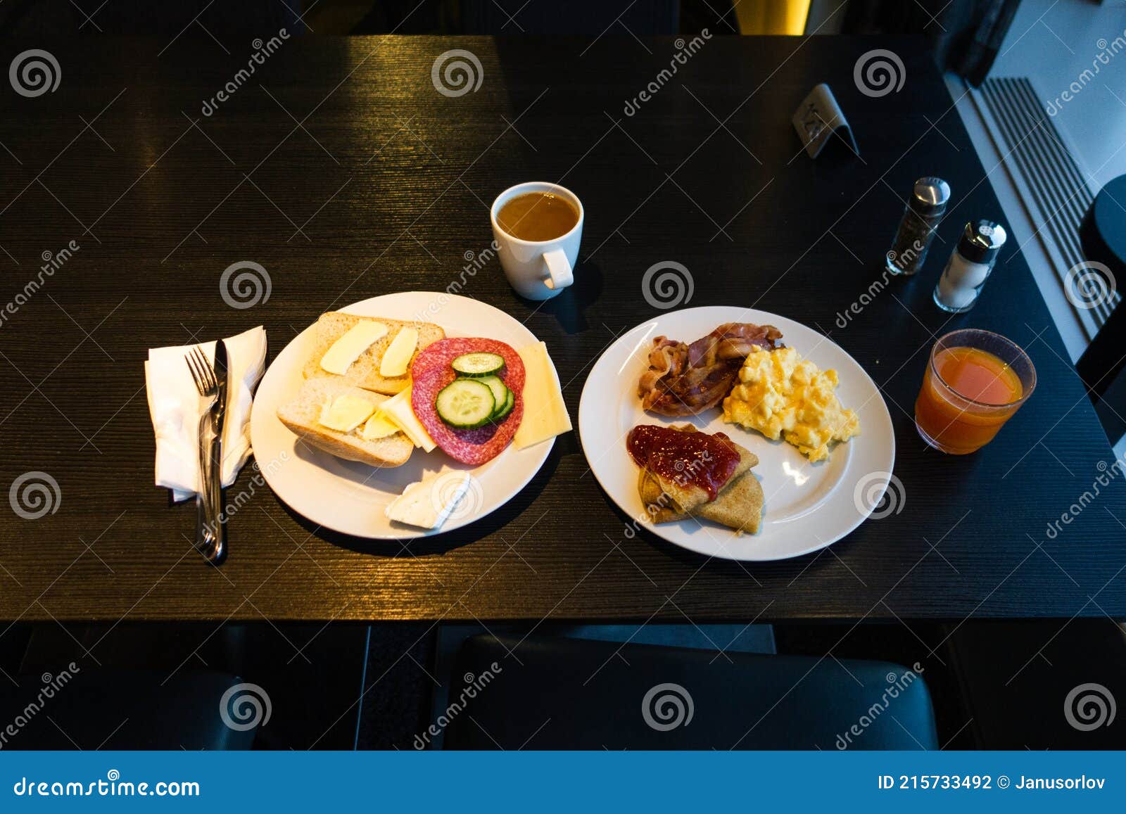 Breakfast on the Restaurant Table Stock Photo - Image of bred ...