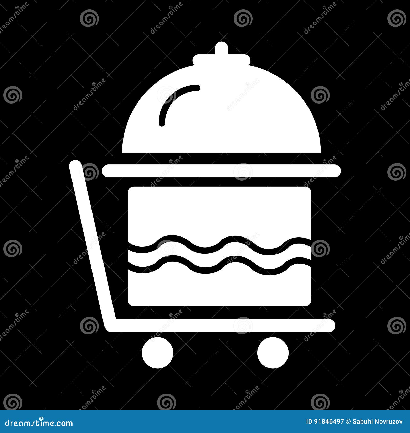 Breakfast Room Service Icon Vector, Solid Pictogram Isolated on Black ...