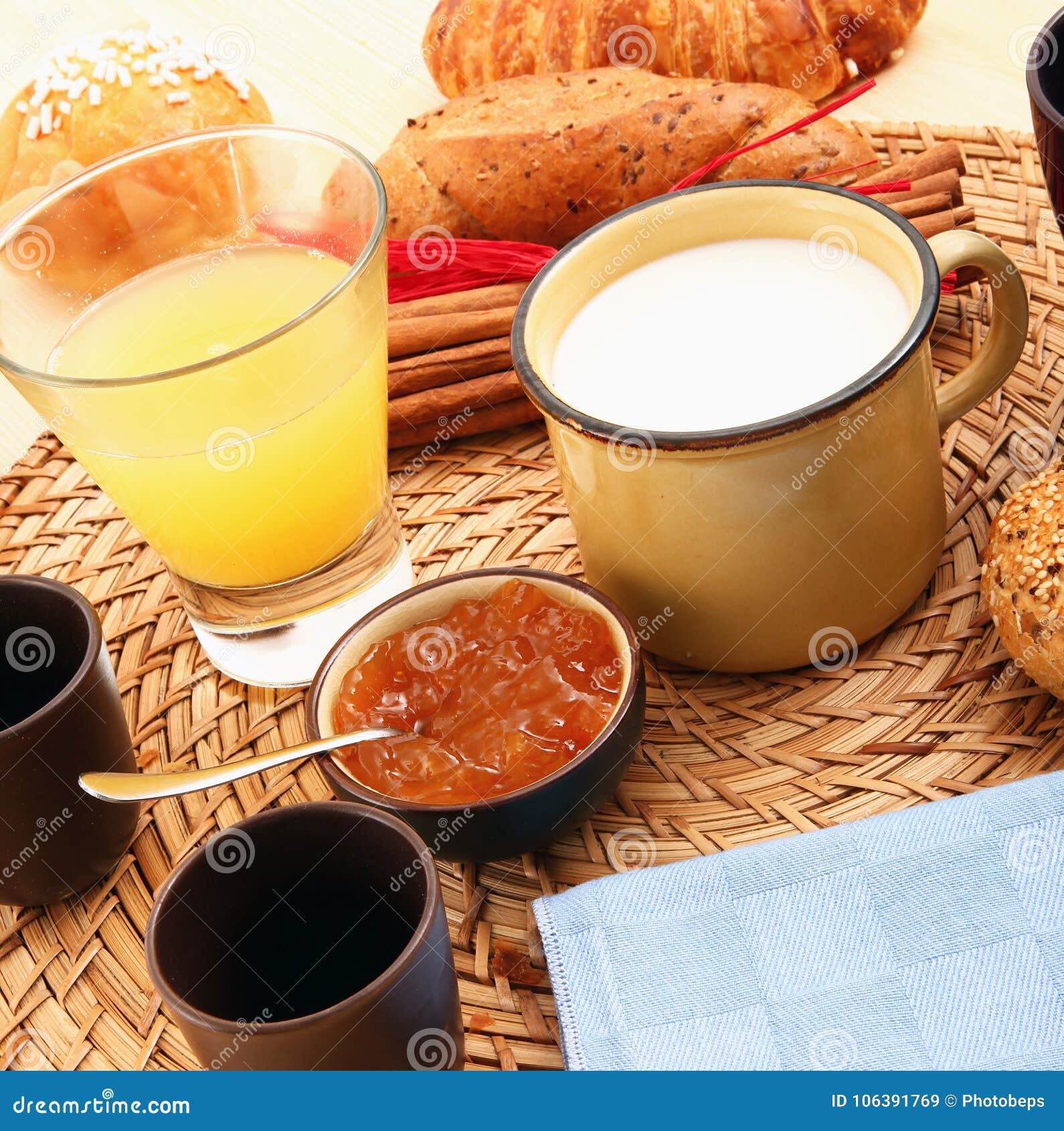 Breakfast on Rustic Wooden Table Stock Image - Image of sugar, kitchen ...