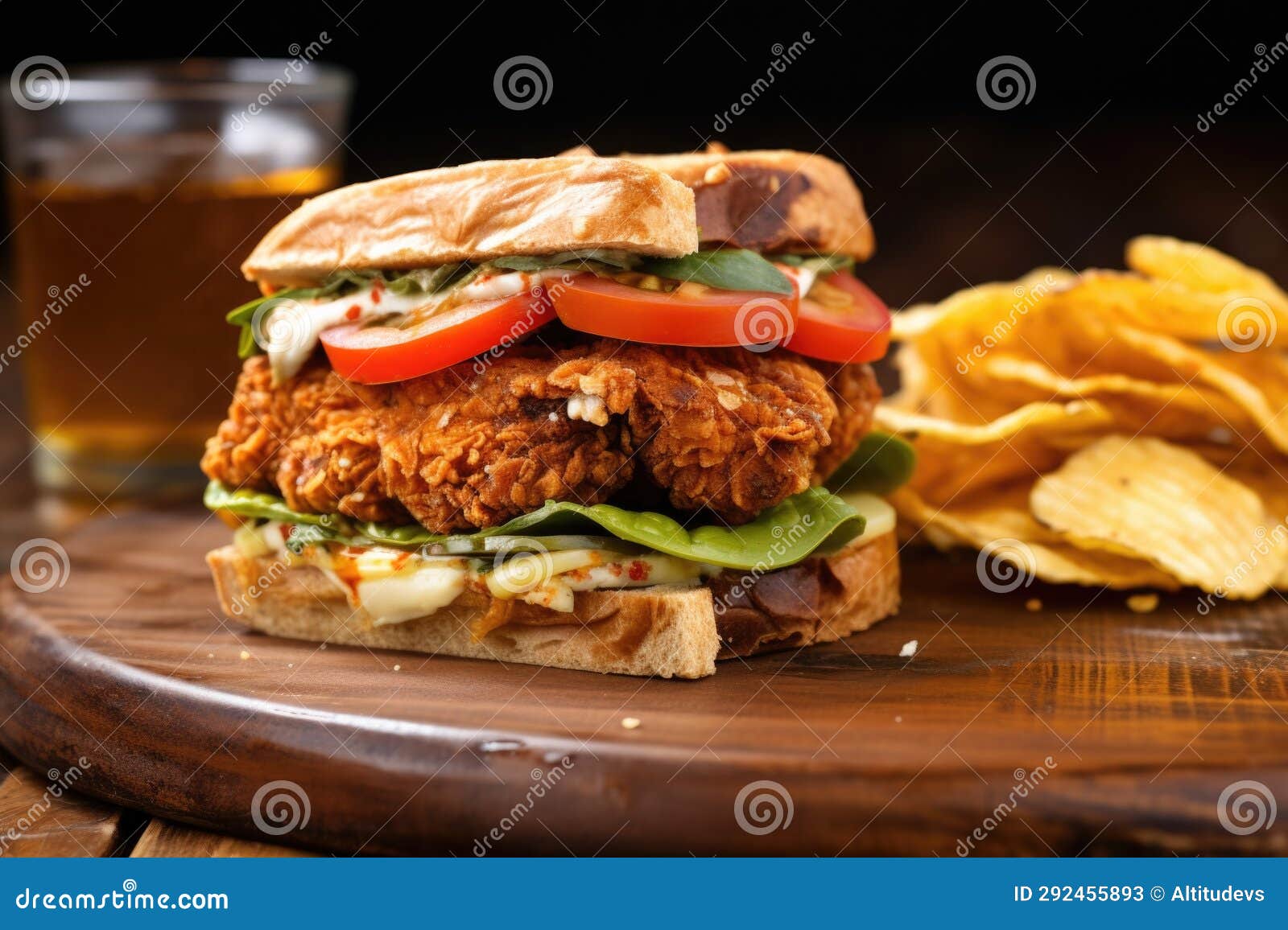 A Breakfast Sandwich with Fried Chicken and Waffles Stock Image - Image ...
