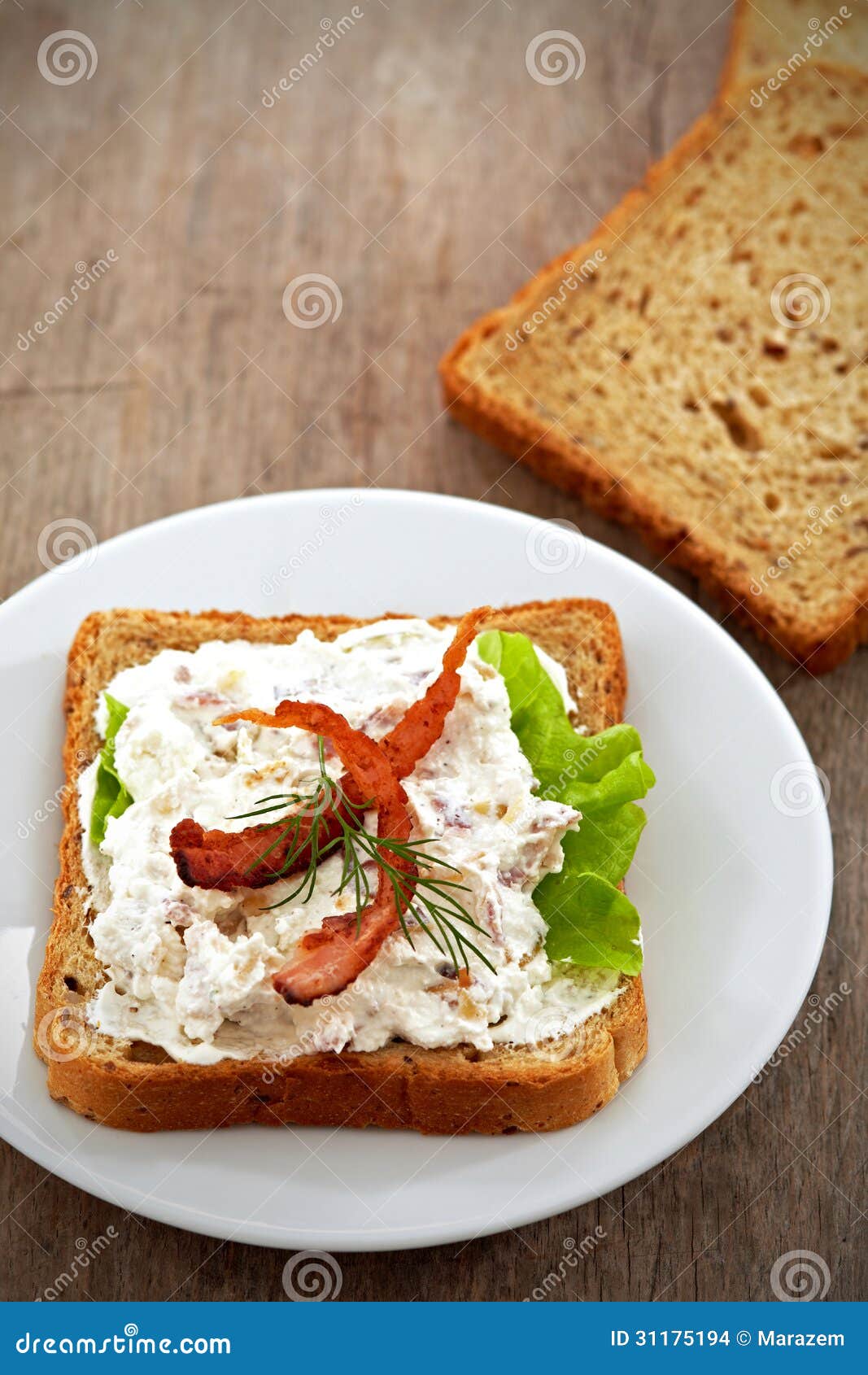 Breakfast Sandwich with Spread Cheese Stock Photo - Image of bread ...