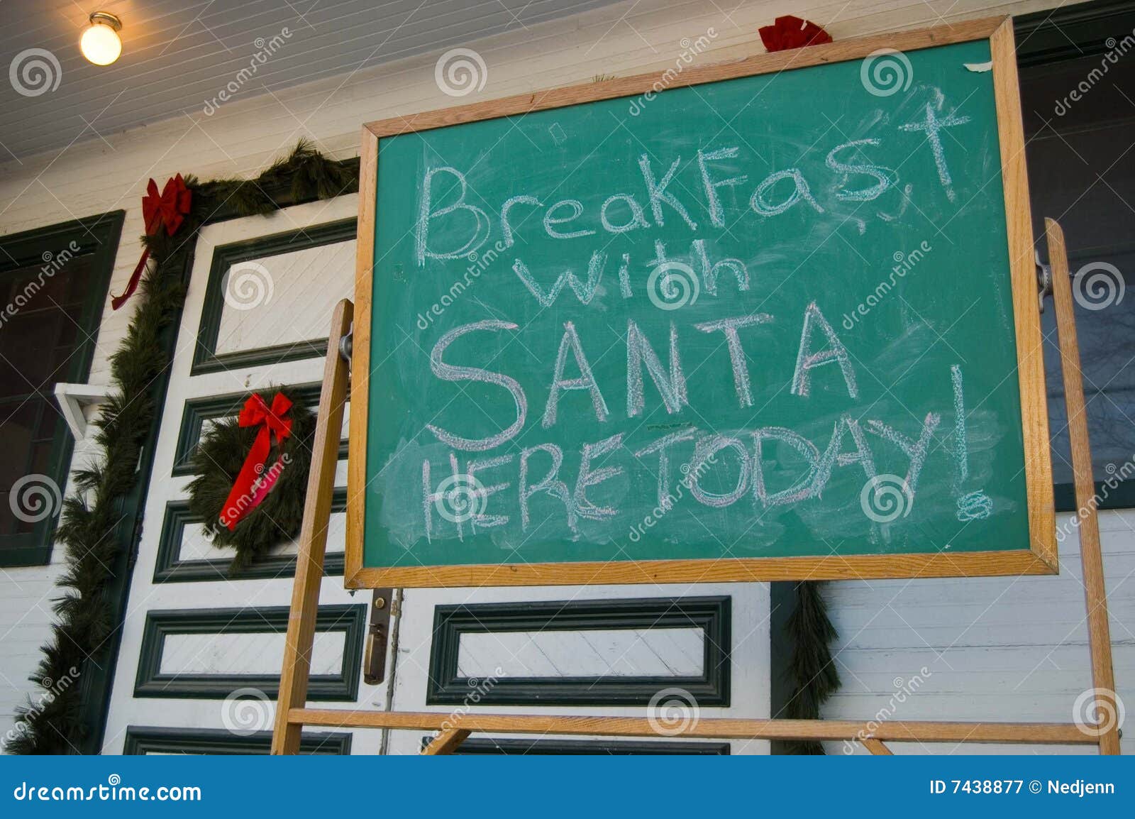 Breakfast with Santa stock image. Image of chalkboard - 7438877