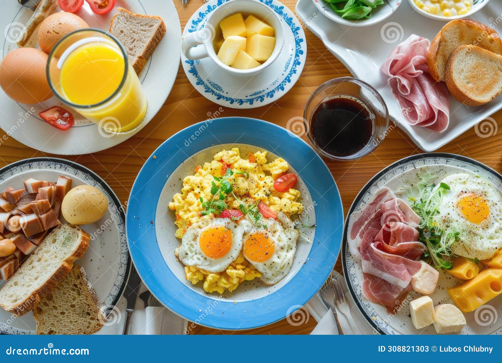 Breakfast Served with Coffee, Orange Juice, Scrambled Eggs, Cereals ...
