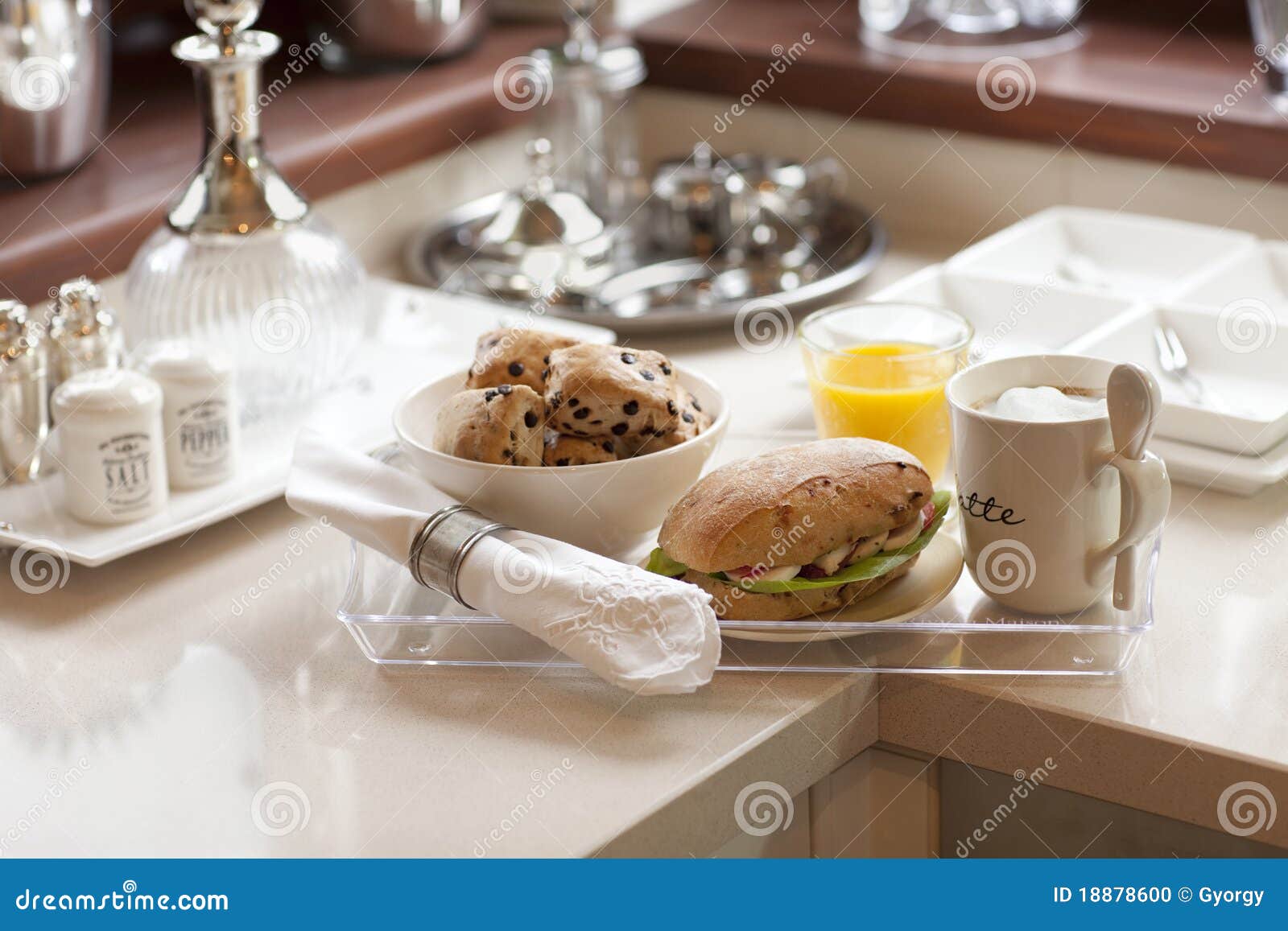 Breakfast Served on a Tray_ Stock Photo - Image of beverage, juice ...