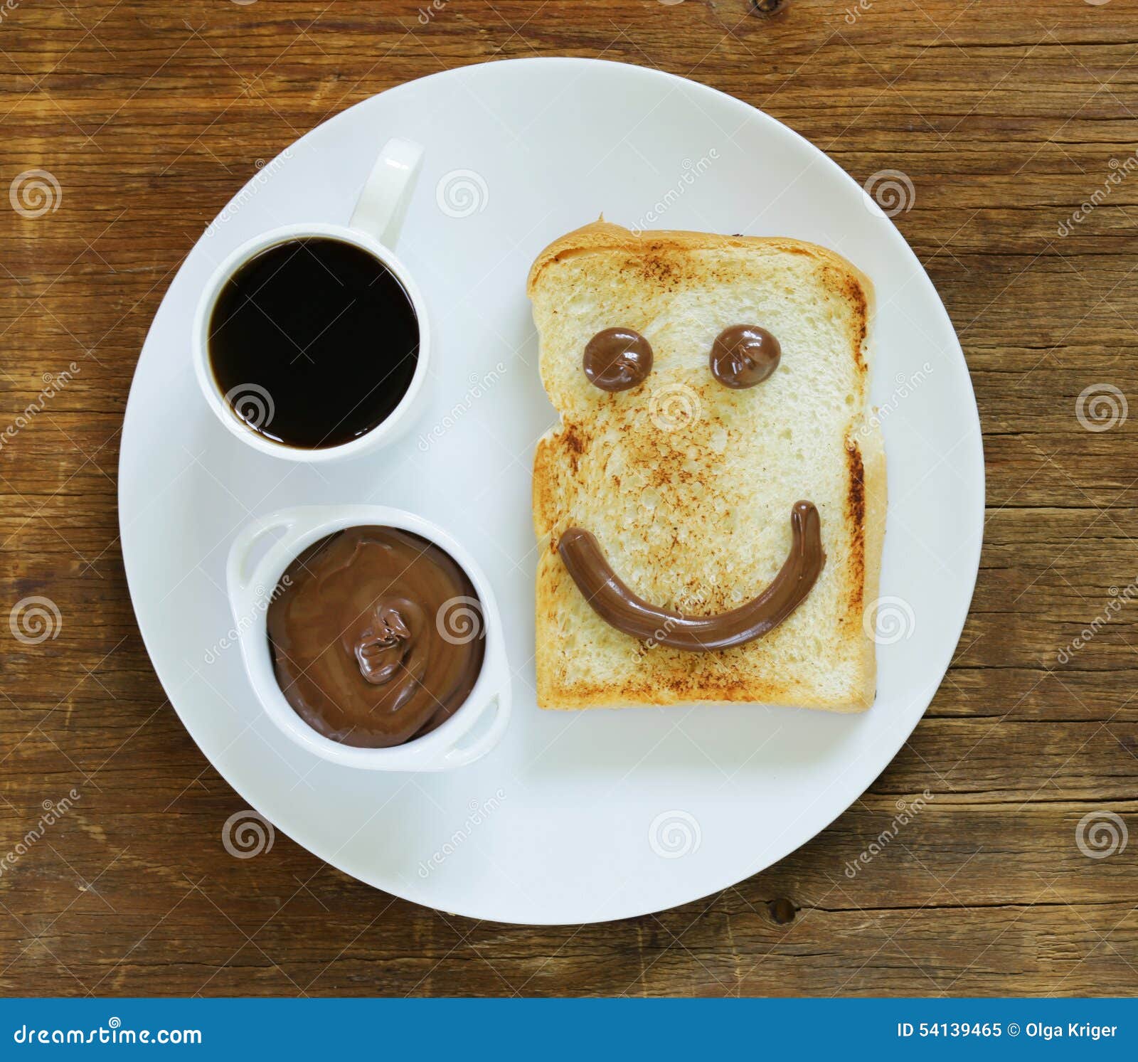 Breakfast Serving Funny Face on the Plate Stock Image - Image of ...