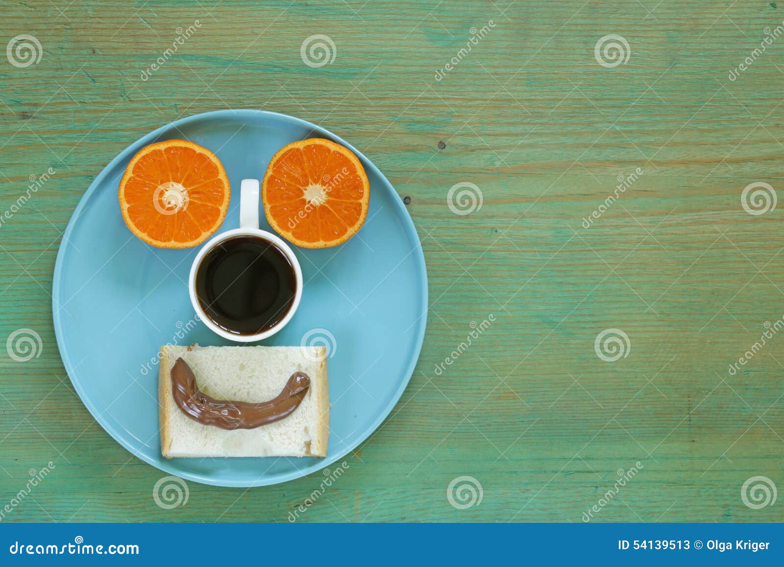 Breakfast Serving Funny Face on the Plate Stock Image - Image of ...