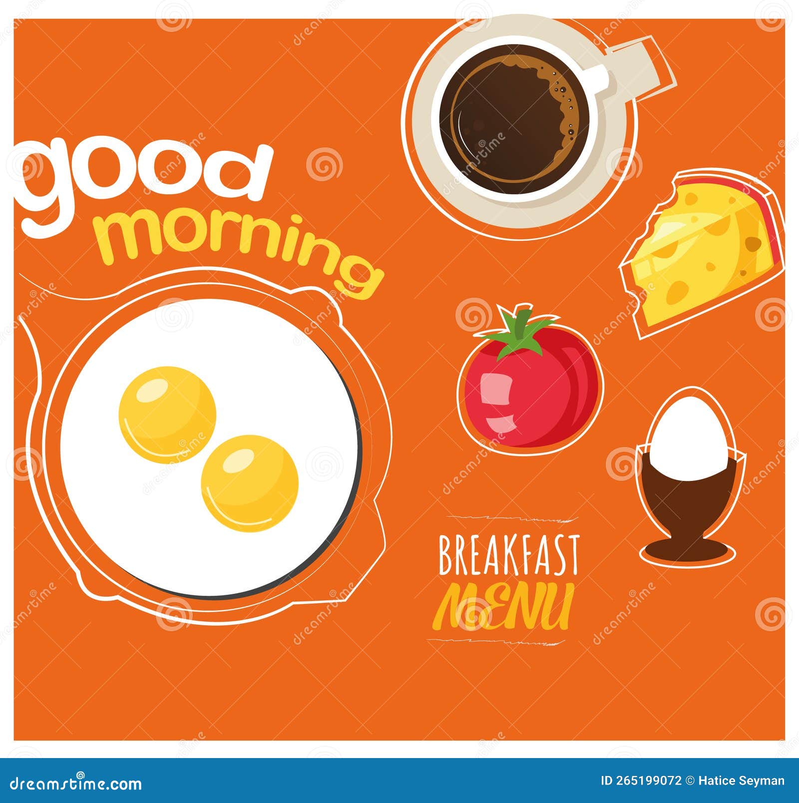 Breakfast Set Menu Good Morning Stock Illustration - Illustration of ...
