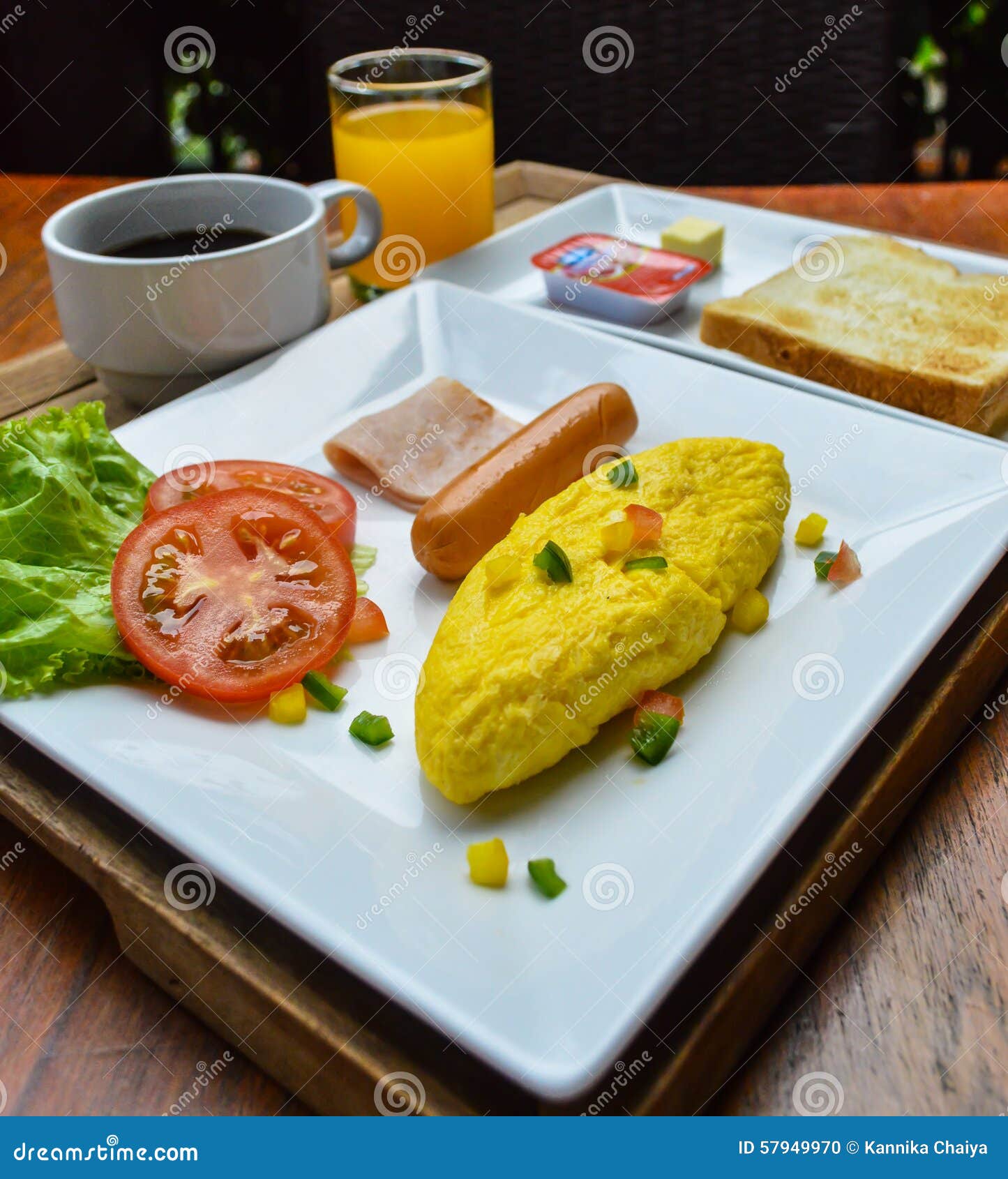 Breakfast set stock photo. Image of tomatoes, white, morning - 57949970