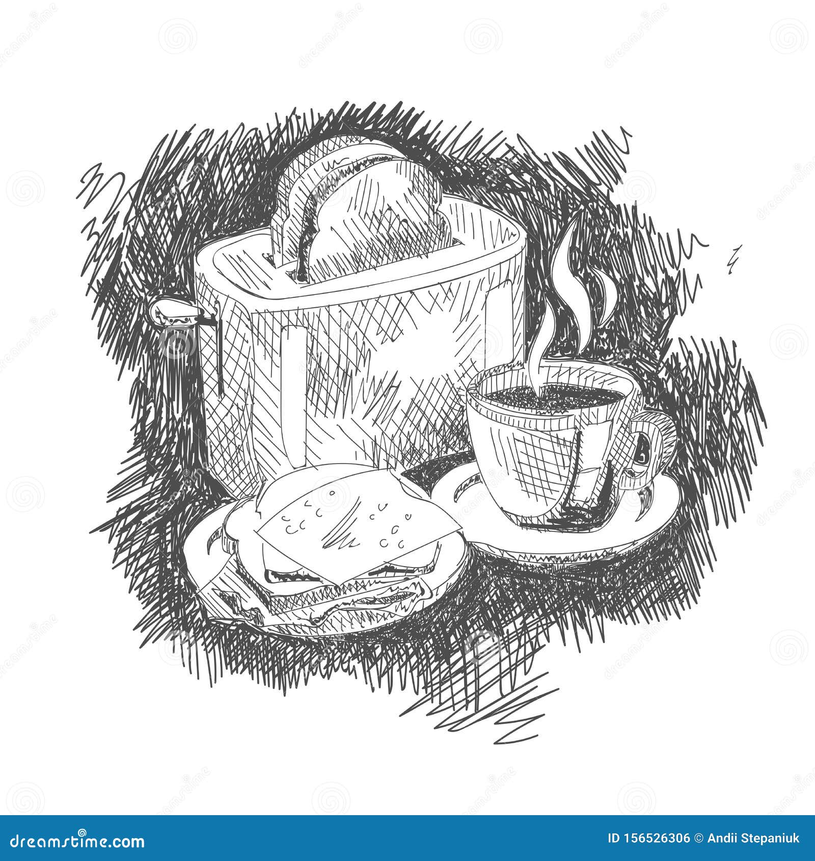 Breakfast set sketch stock vector. Illustration of break - 156526306