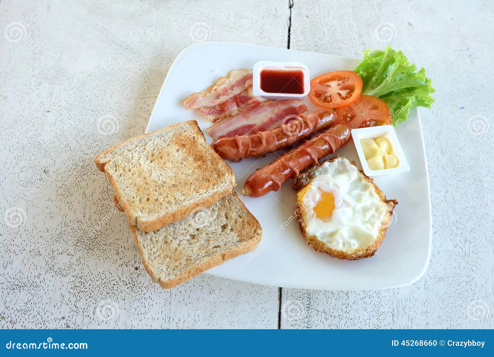 Breakfast Set in the White Dish Stock Photo - Image of food, cheese ...