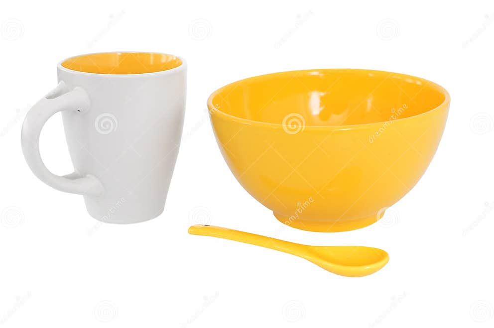 Breakfast set in yellow stock photo. Image of objects - 20493276
