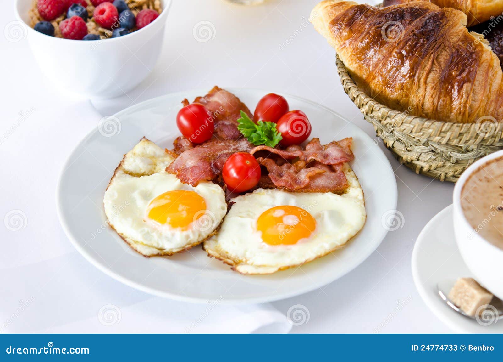 Breakfast Setting with Fried Eggs. Stock Image - Image of breakfast ...
