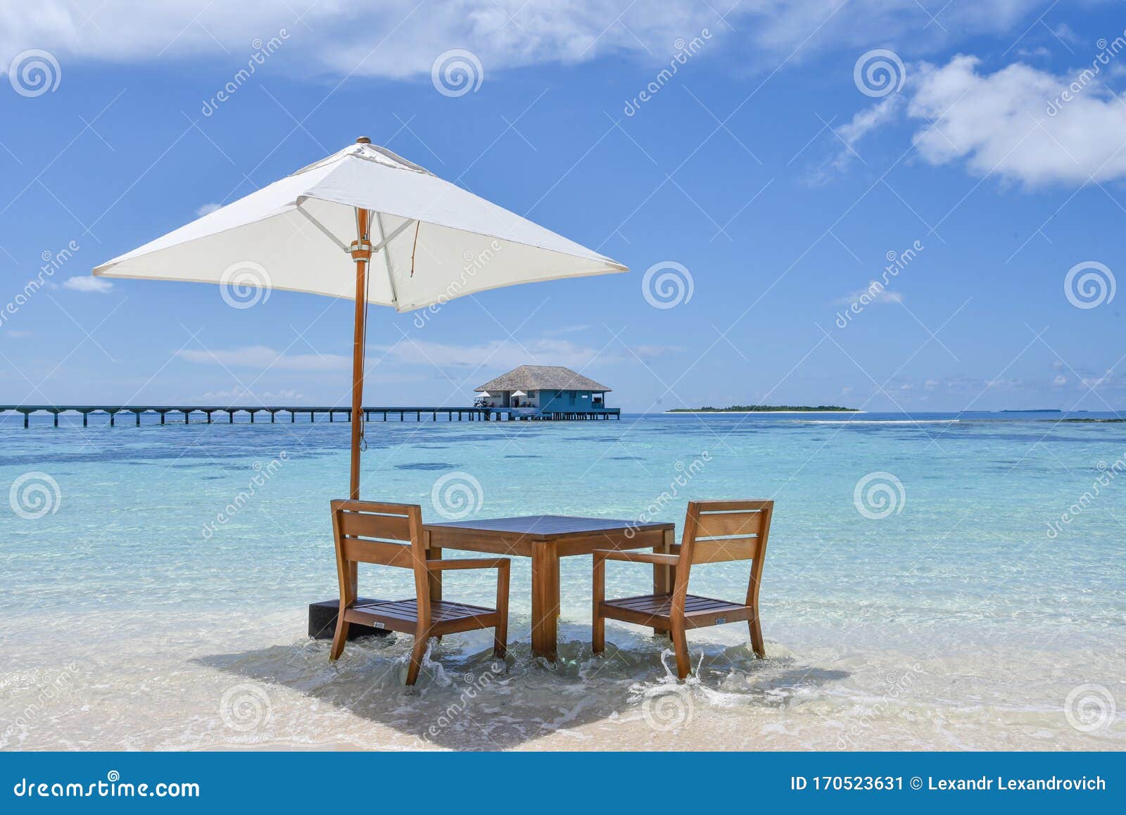 Breakfast Setup at the Beach in the Ocean at the Luxury Resort at the ...