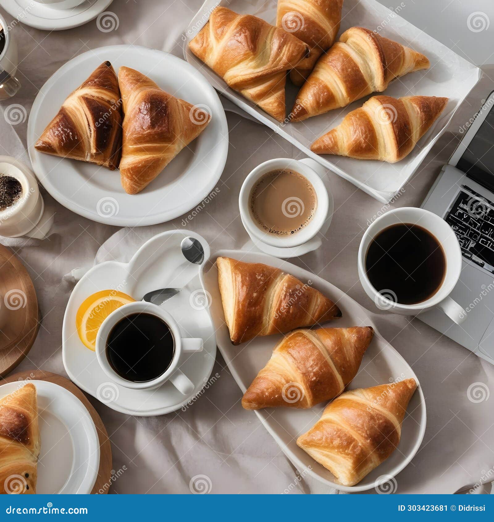Breakfast Setup with Danish Pastries and Coffee Stock Illustration ...
