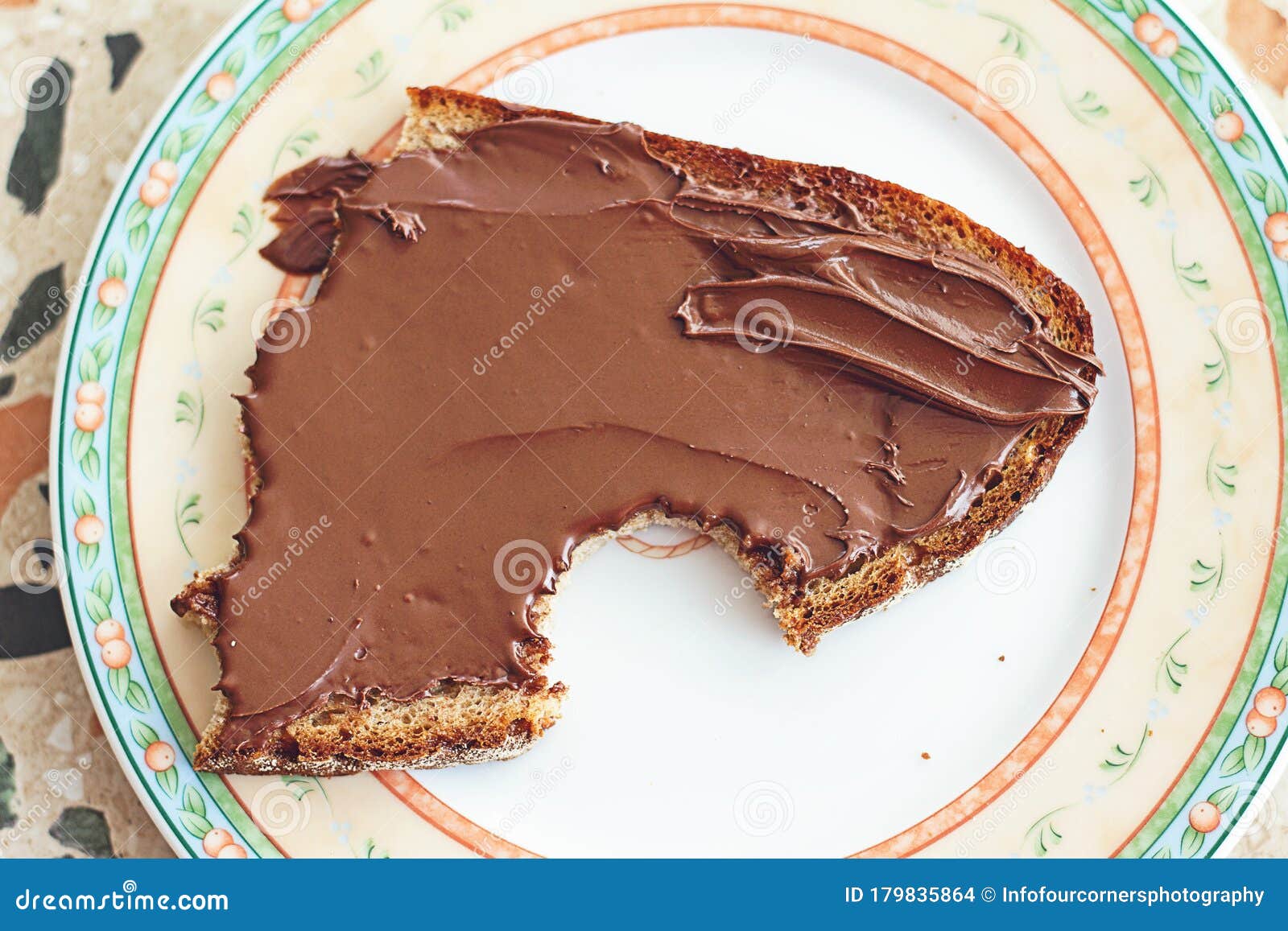 Breakfast Slice of Bread and Chocolate Nut Spread Stock Photo - Image ...