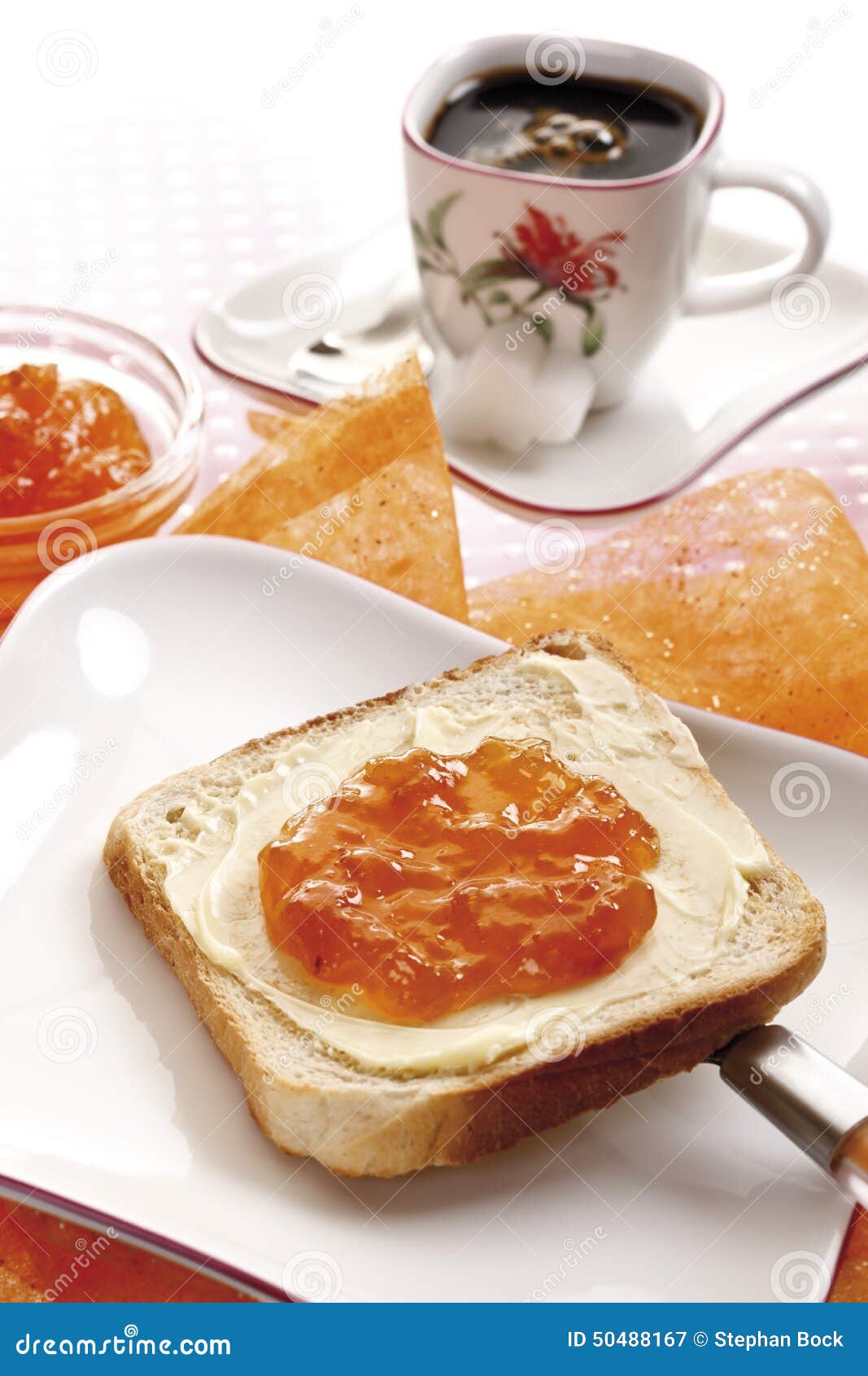 Breakfast, Slice of Toast with Butter and Orange Jam Stock Image ... Breakfast, Slice of Toast with Butter and Orange Jam Stock Image ...