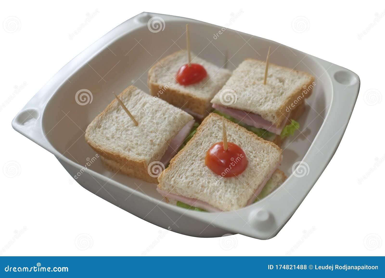 The Breakfast with Square Mini Sandwiches Stock Photo - Image of ...