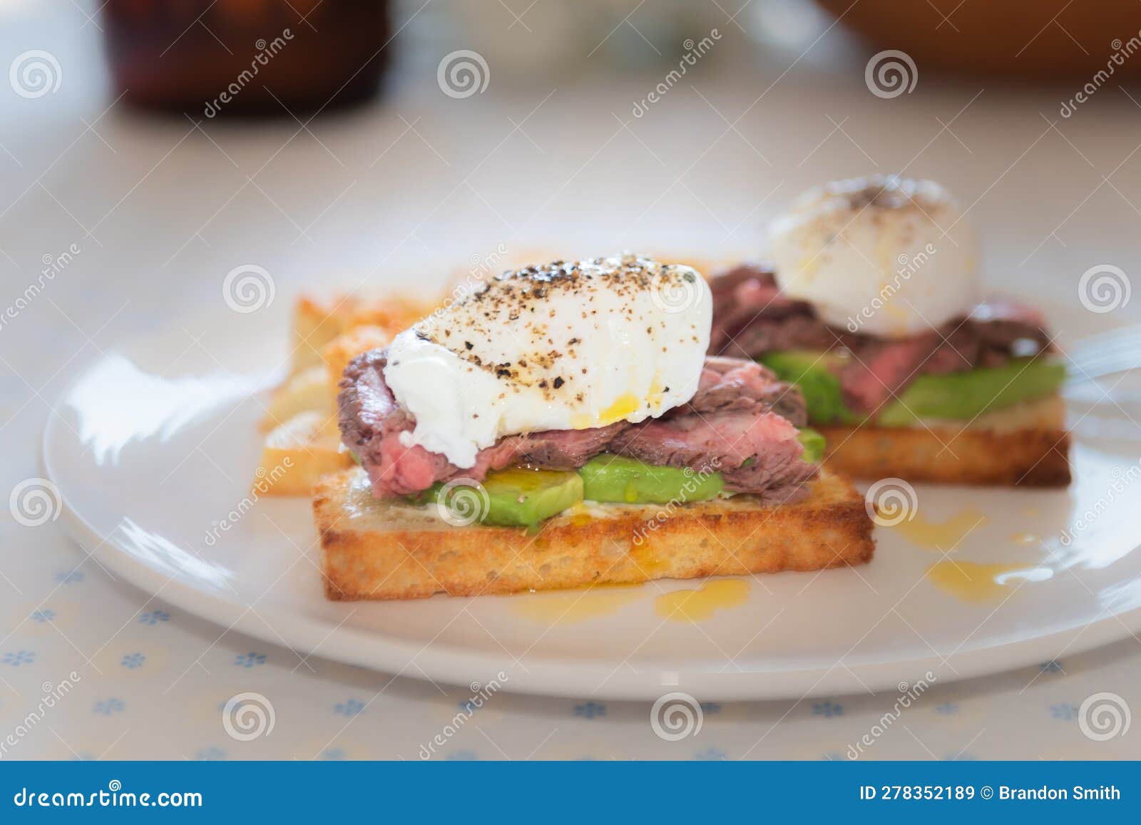 Breakfast Steak Benedict stock image. Image of benedict - 278352189