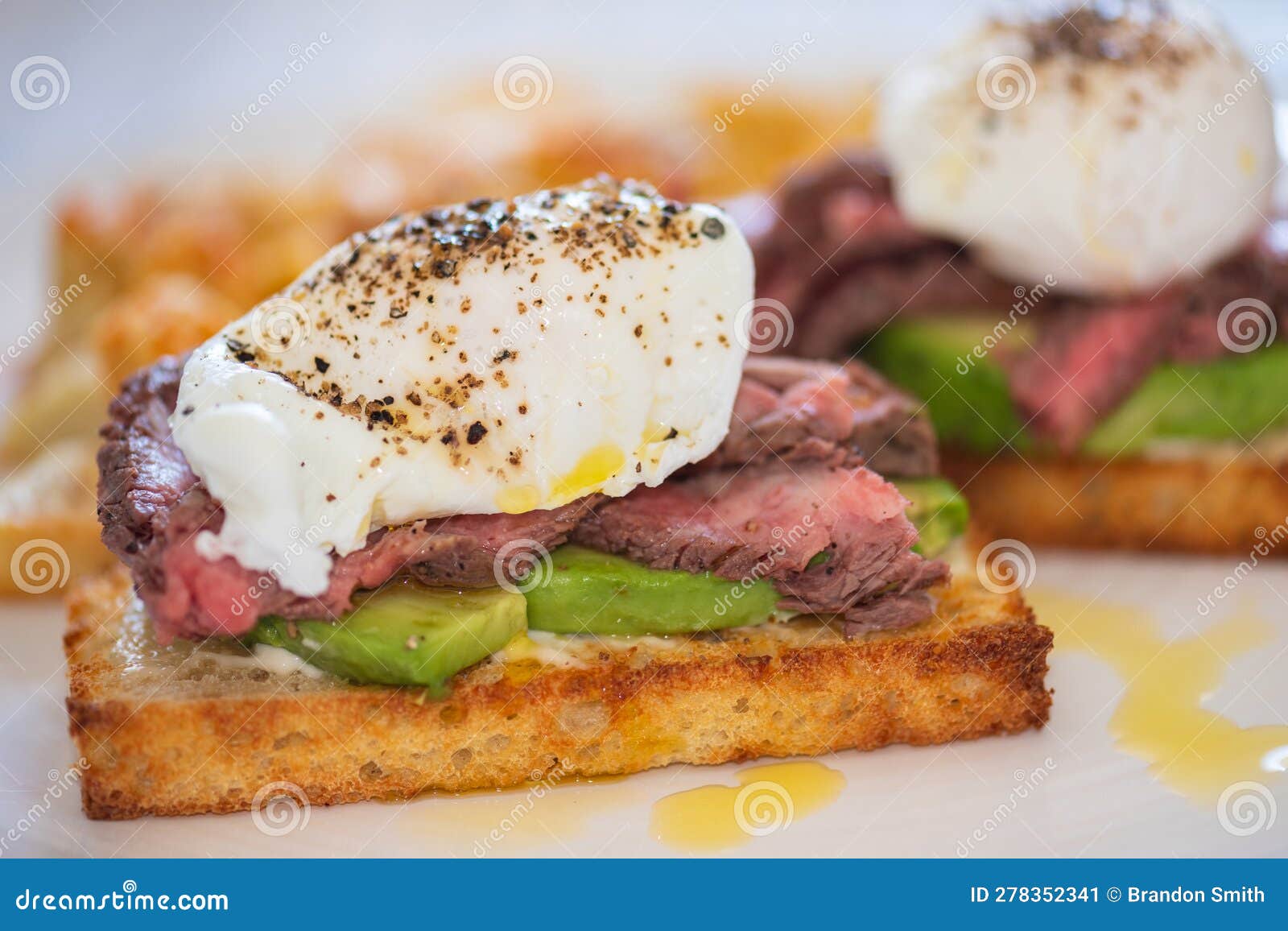 Breakfast Steak Benedict stock image. Image of cooking - 278352341