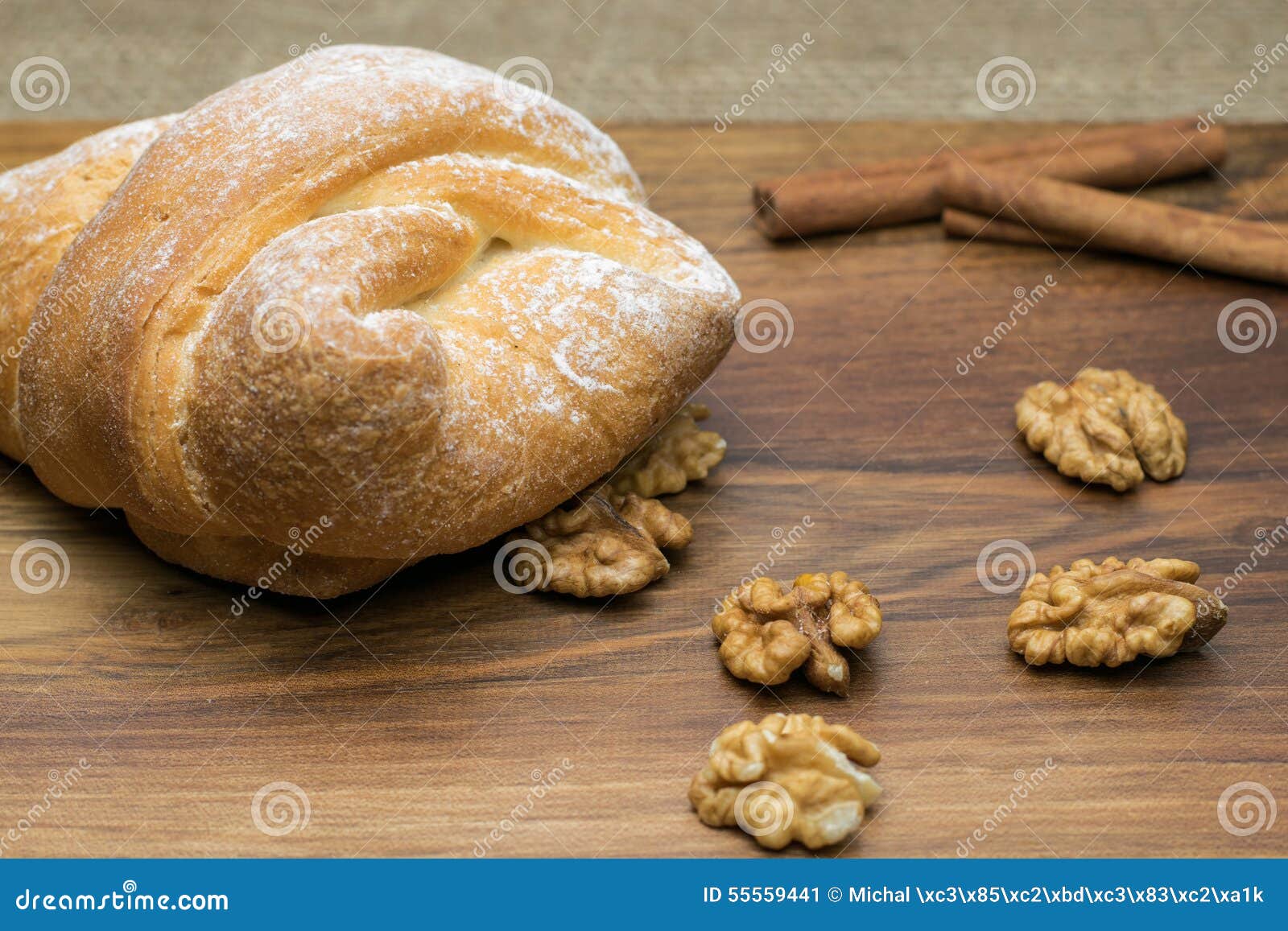 Breakfast - Sweet Walnut Bun with Cinnamon Stock Image - Image of czech ...