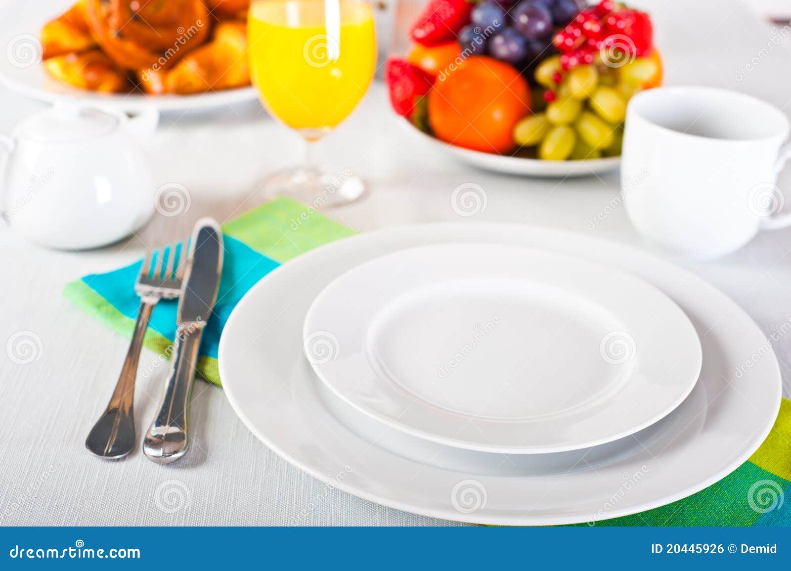 Breakfast table stock photo. Image of plate, brunch, fruit - 20445926